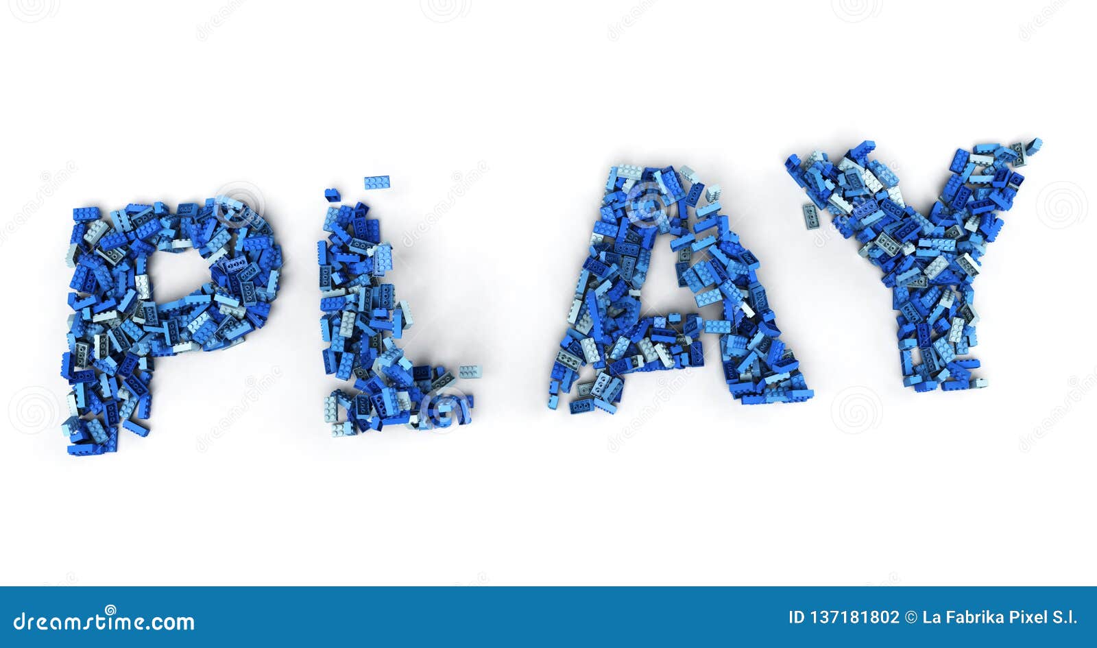 The Word Play Formed by Blue Toy Bricks Stock Illustration ...