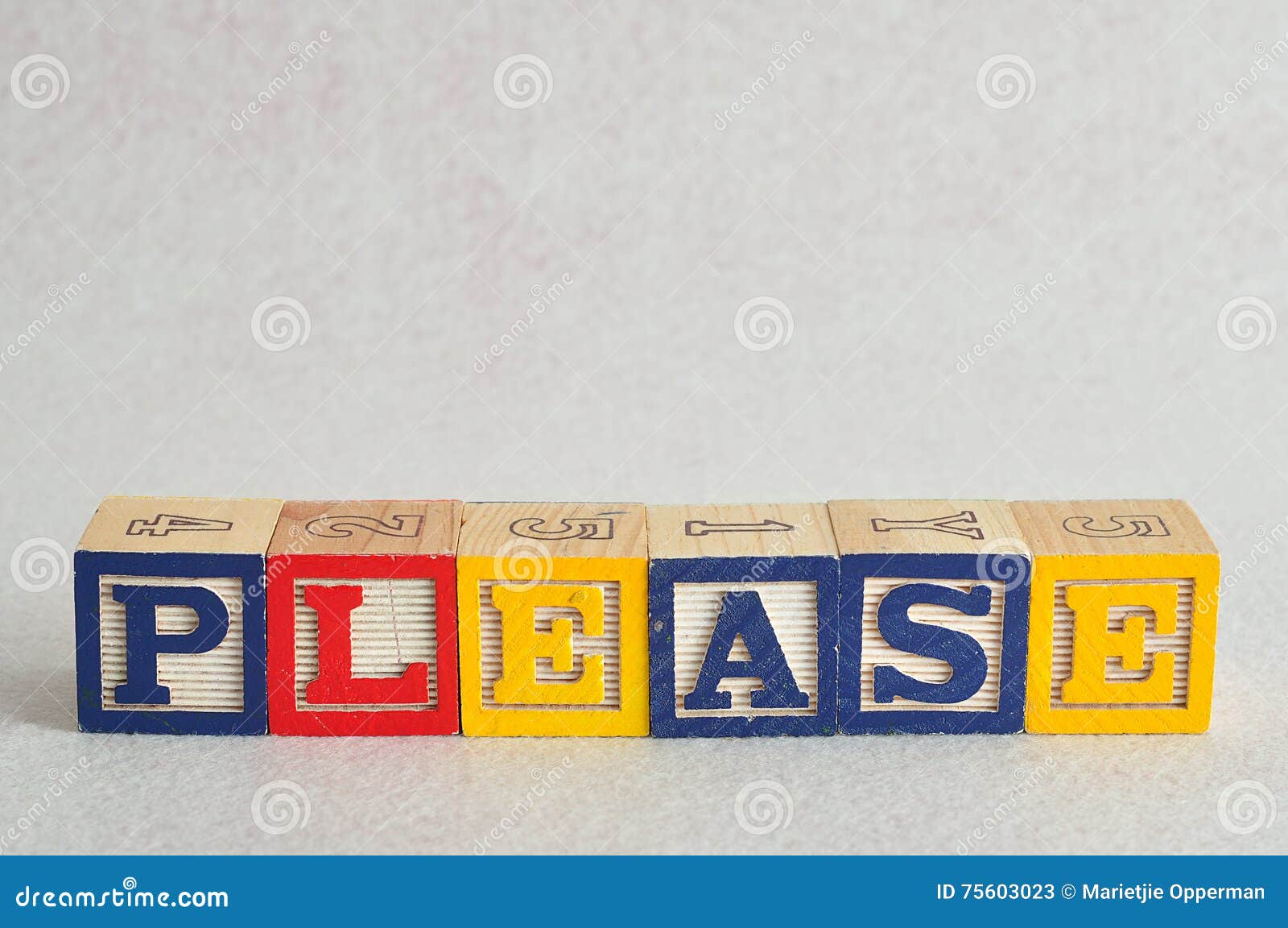 The Word Please Spelled with Colorful Alphabet Blocks Stock Image ...