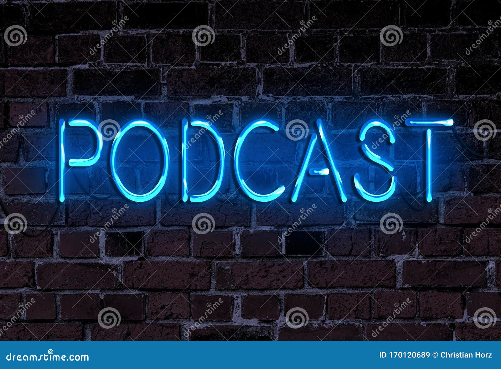 Word PODCAST in Glowing Neon Letters on Rough Brick Wal Stock Image ... Word PODCAST in Glowing Neon Letters on Rough Brick Wal Stock Image ...