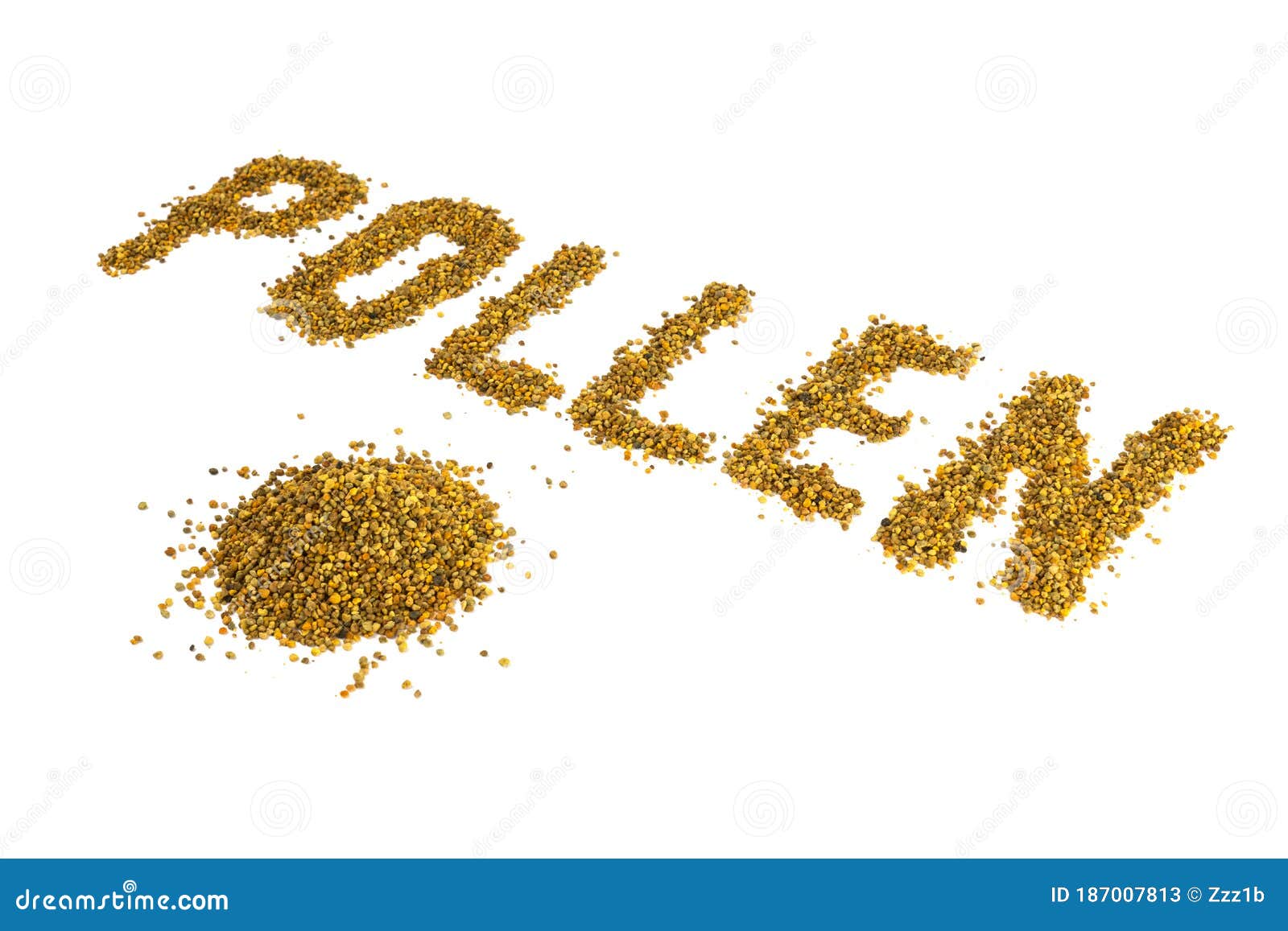 The Word Pollen Laid with Yellow Pollen Grain on White Background with ...
