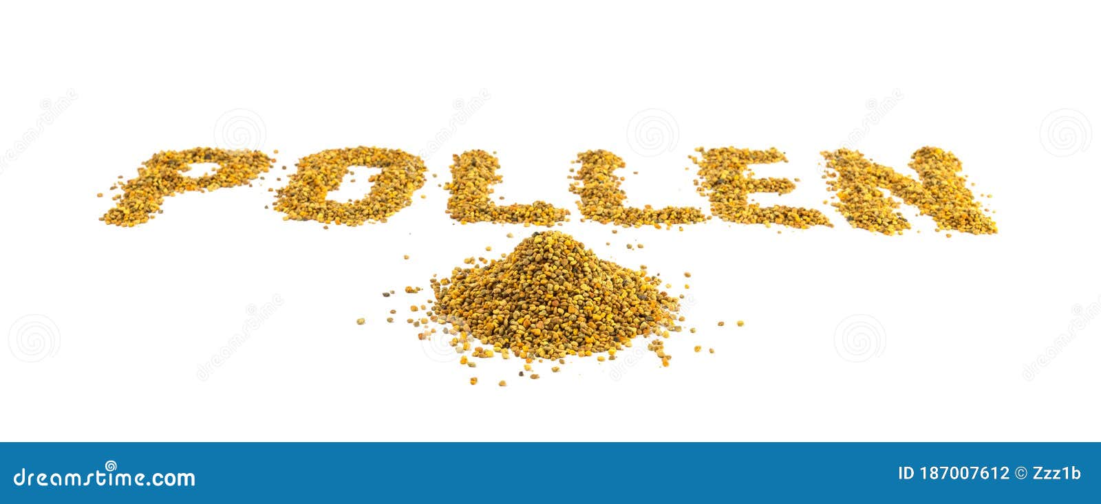 The Word Pollen Laid with Yellow Pollen Grain on White Background with ...