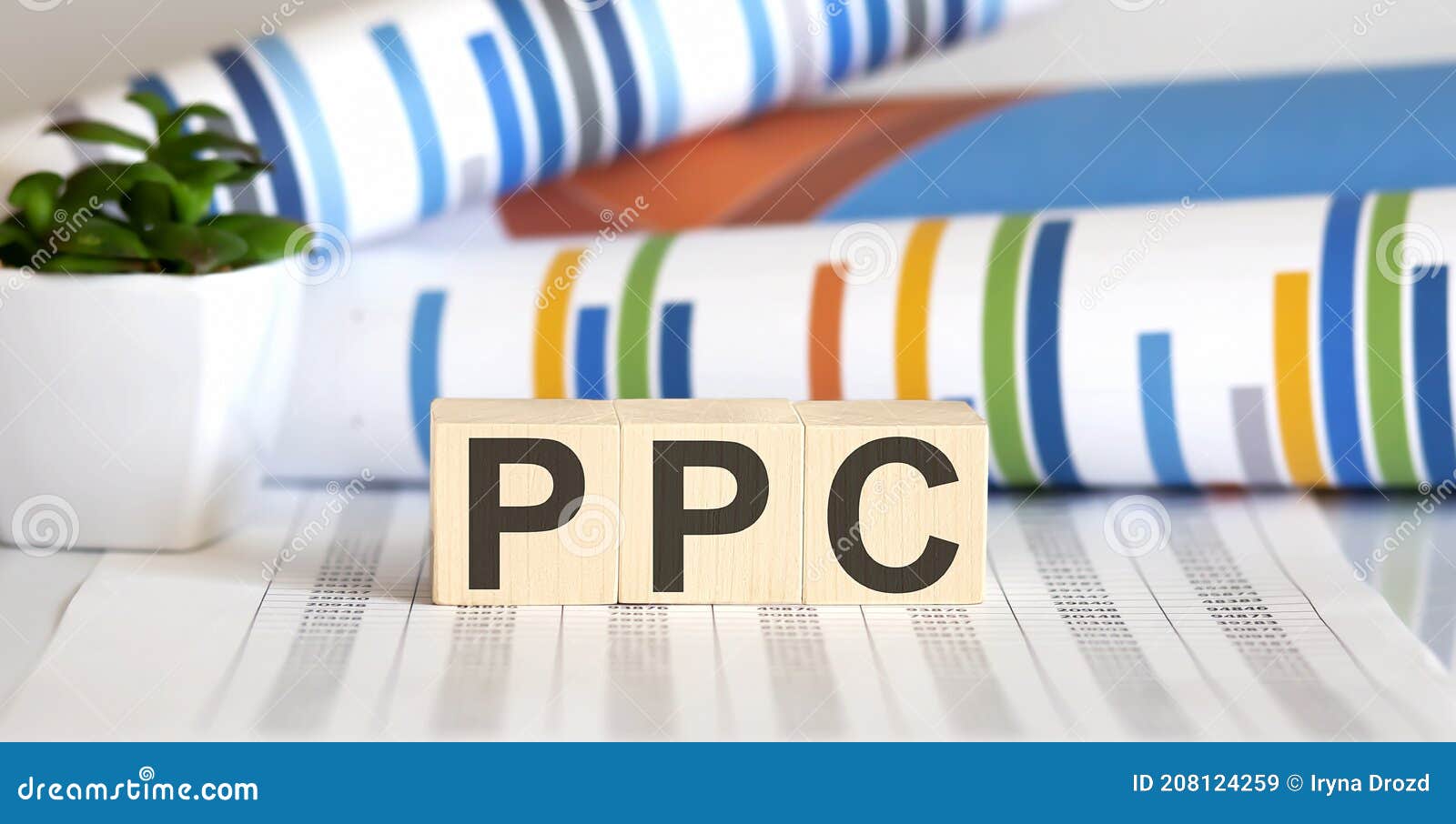 Word PPC Made with Wood Building Blocks on Chart Background Stock Image ...