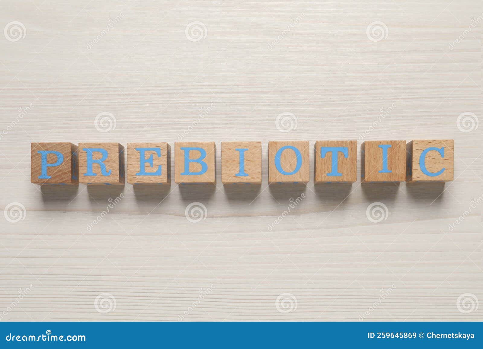 Word Prebiotic Made of Cubes with Letters on Wooden Table, Top View ...