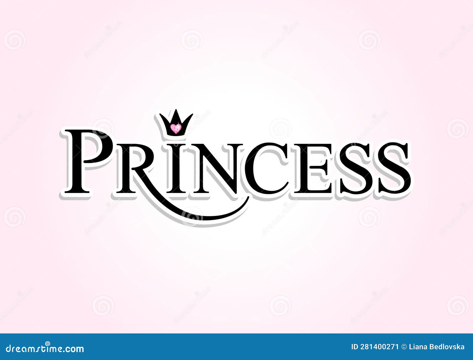 Cute Word Princess Hand Lettering with Crown Stock Vector ...