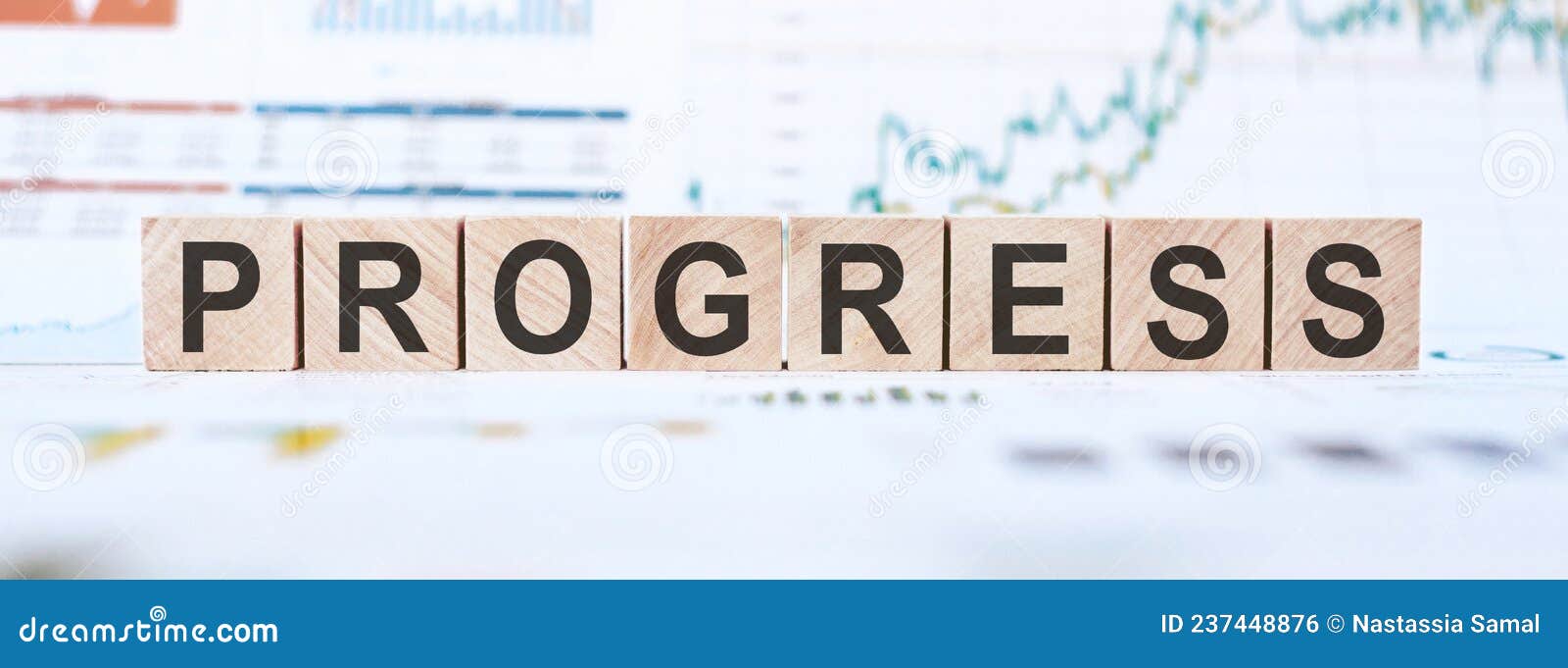 Word Progress Written in Cubes on a Beautiful White Background Stock ...