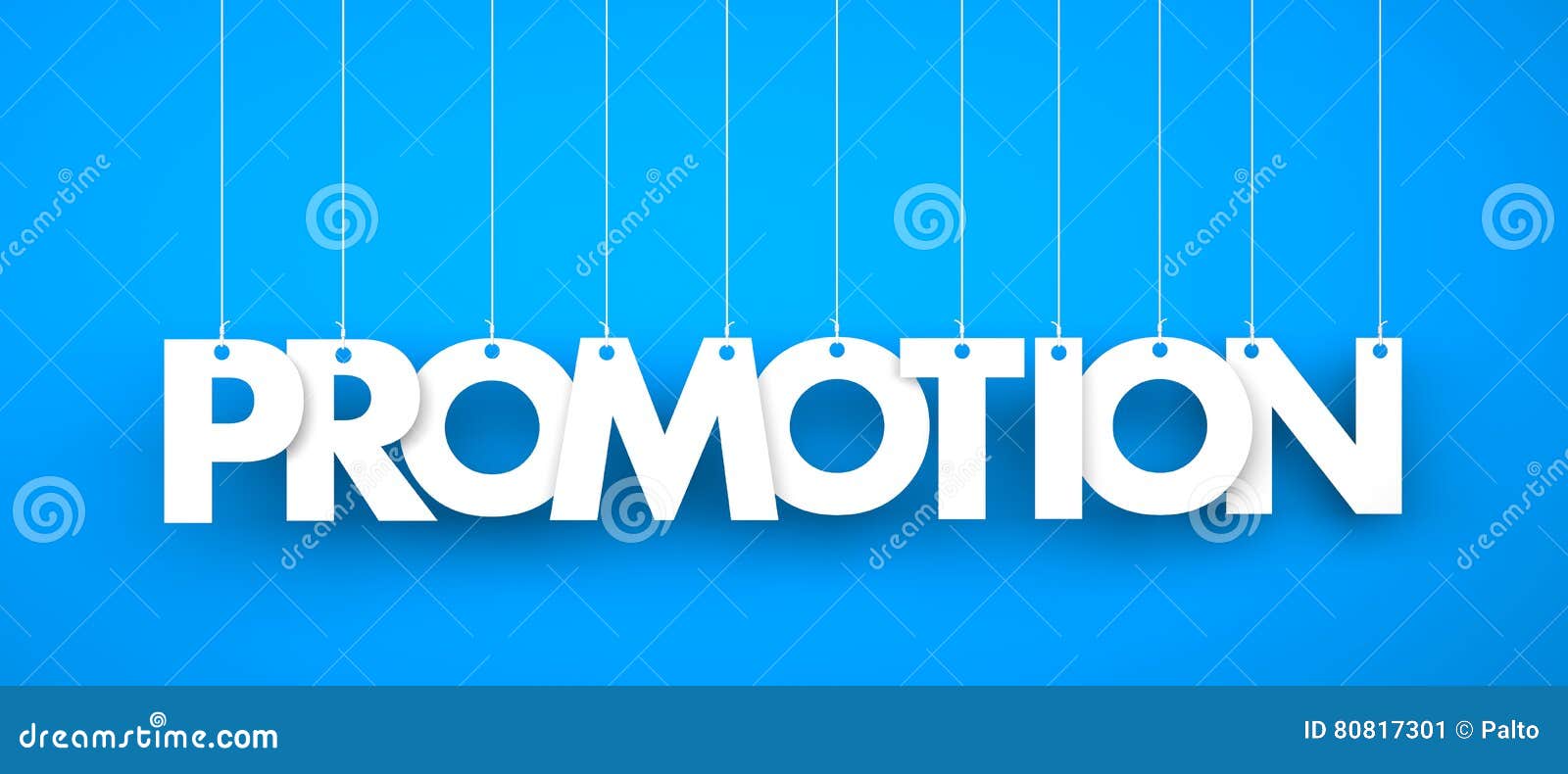 Word Promotion Hanging on Blue Background Stock Illustration ...