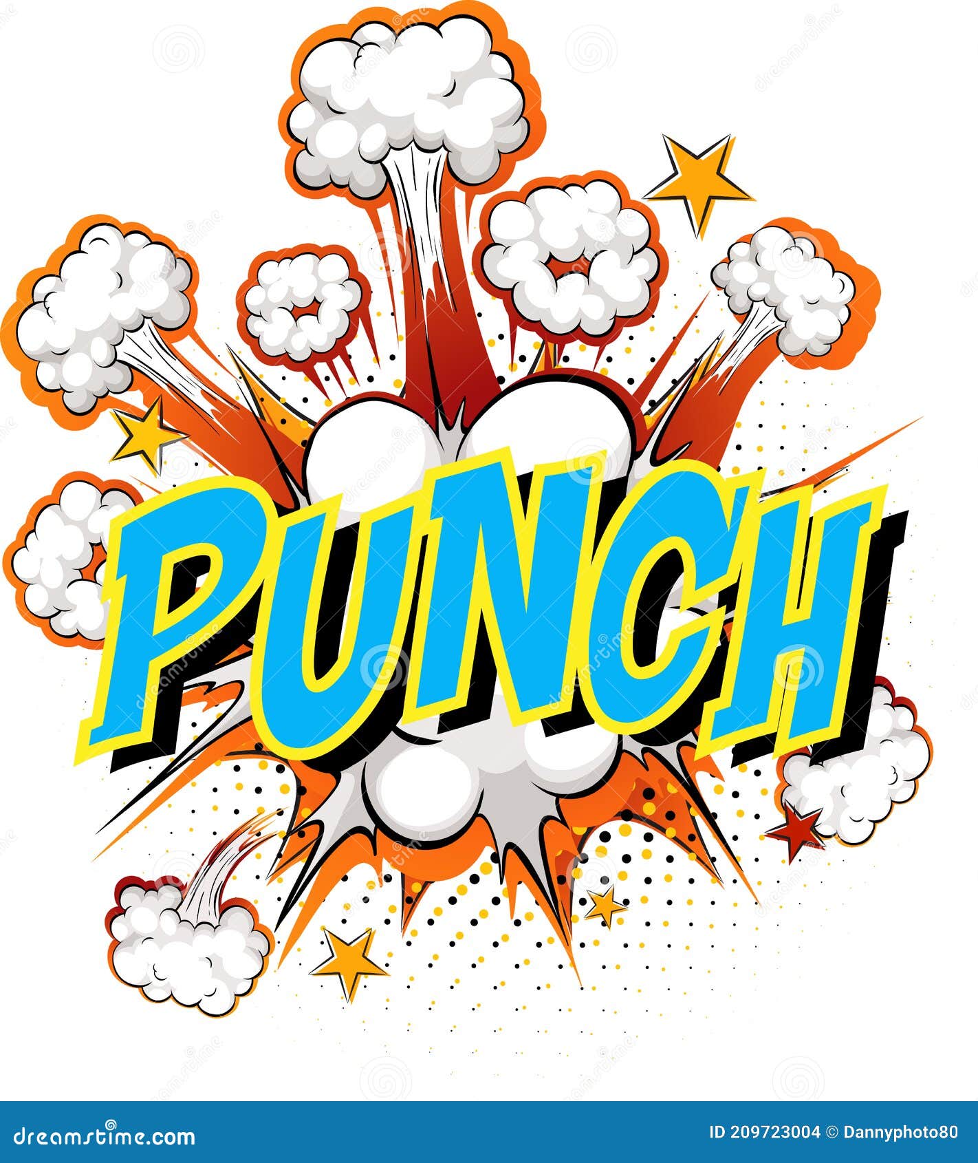 Word Punch on Comic Cloud Explosion Background Stock Vector ...