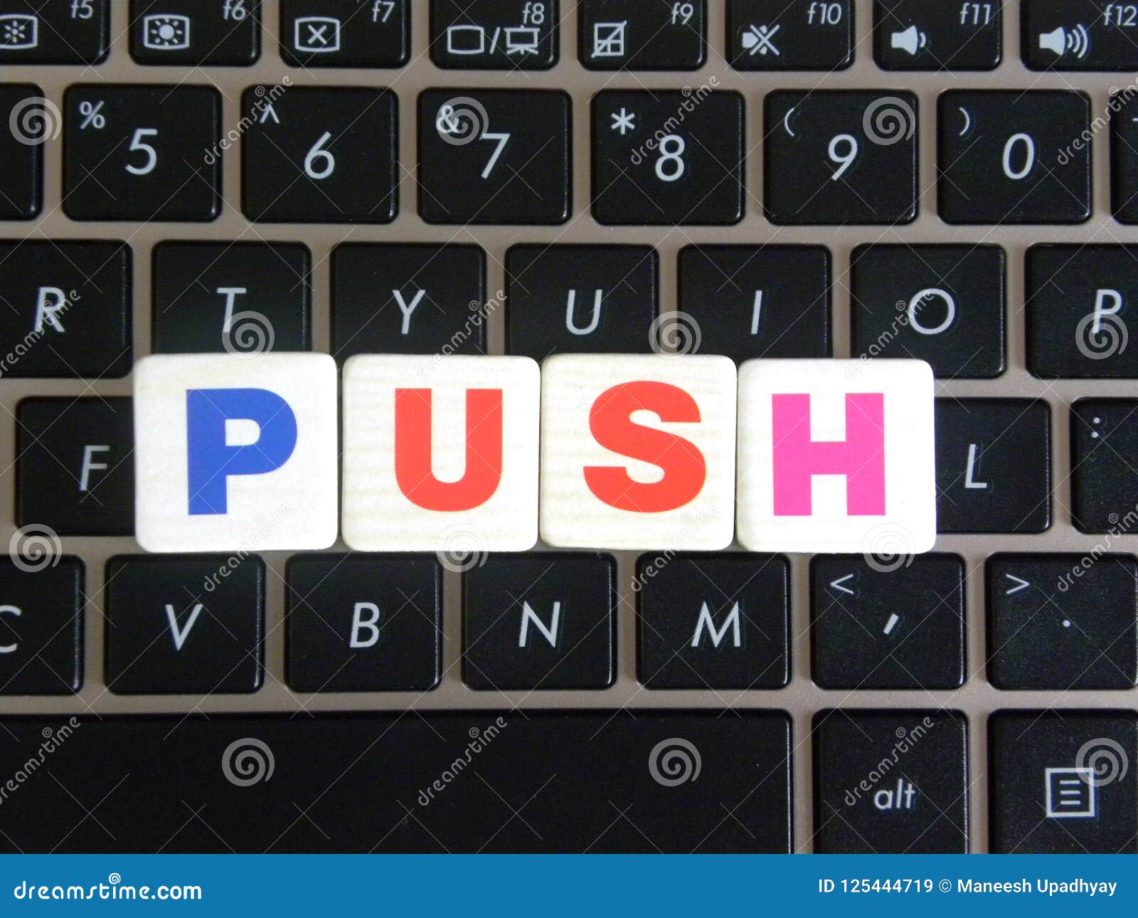 Word Push on Keyboard Background Stock Image - Image of keyboard ...