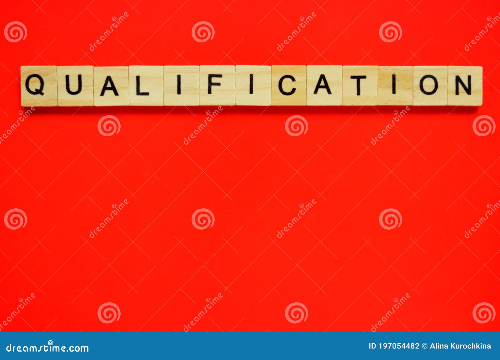 Word Qualification. Top View of Wooden Blocks with Letters on Red ...