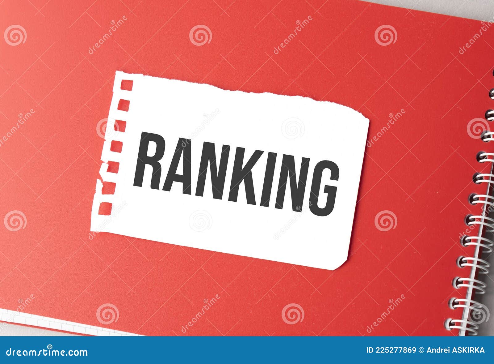 The Word Ranking on Torn Paper on Red Notepad Stock Image - Image of ...