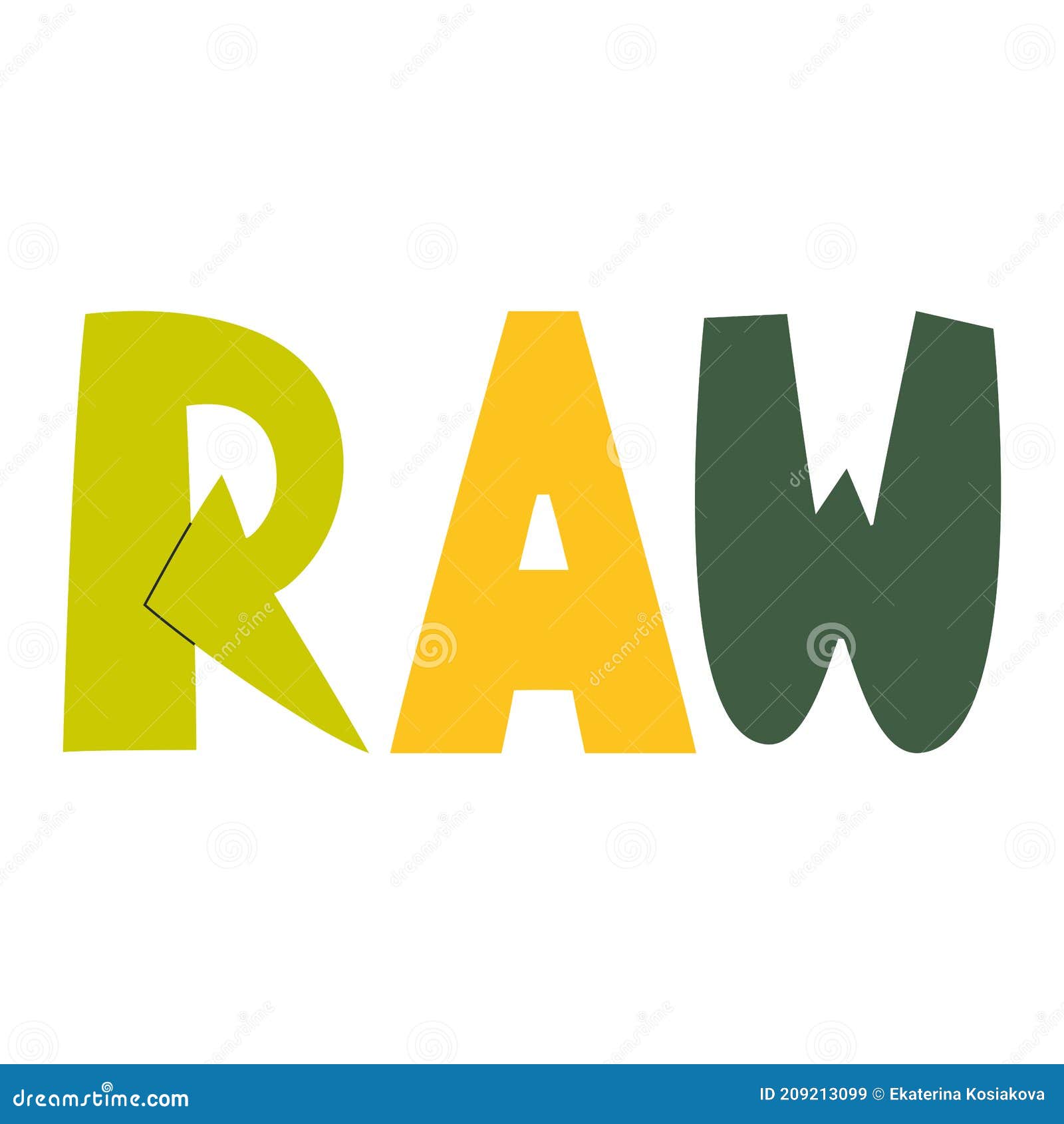 The Word Raw Which is Drawn in Vector Stock Vector - Illustration of ...