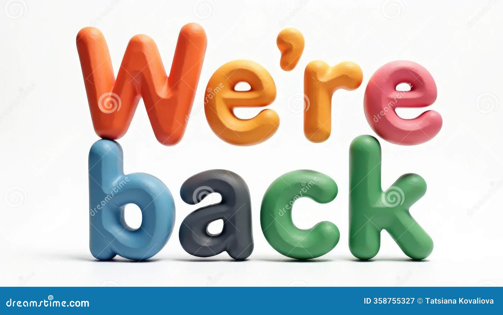 The Word we Re Back Lettering Made of Plastic Letters on White ...