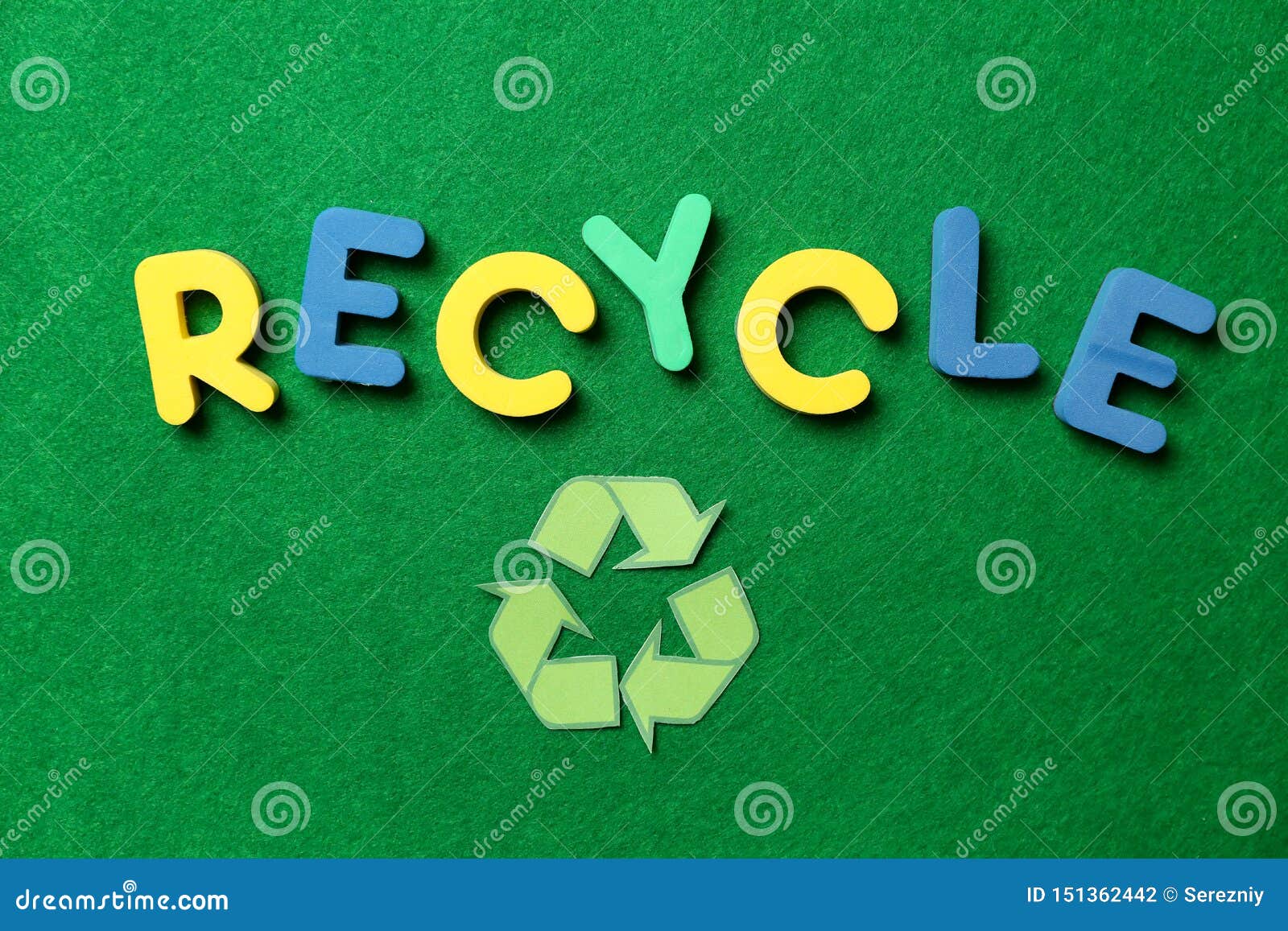Word RECYCLE and Symbol on Color Background Stock Photo - Image of ...