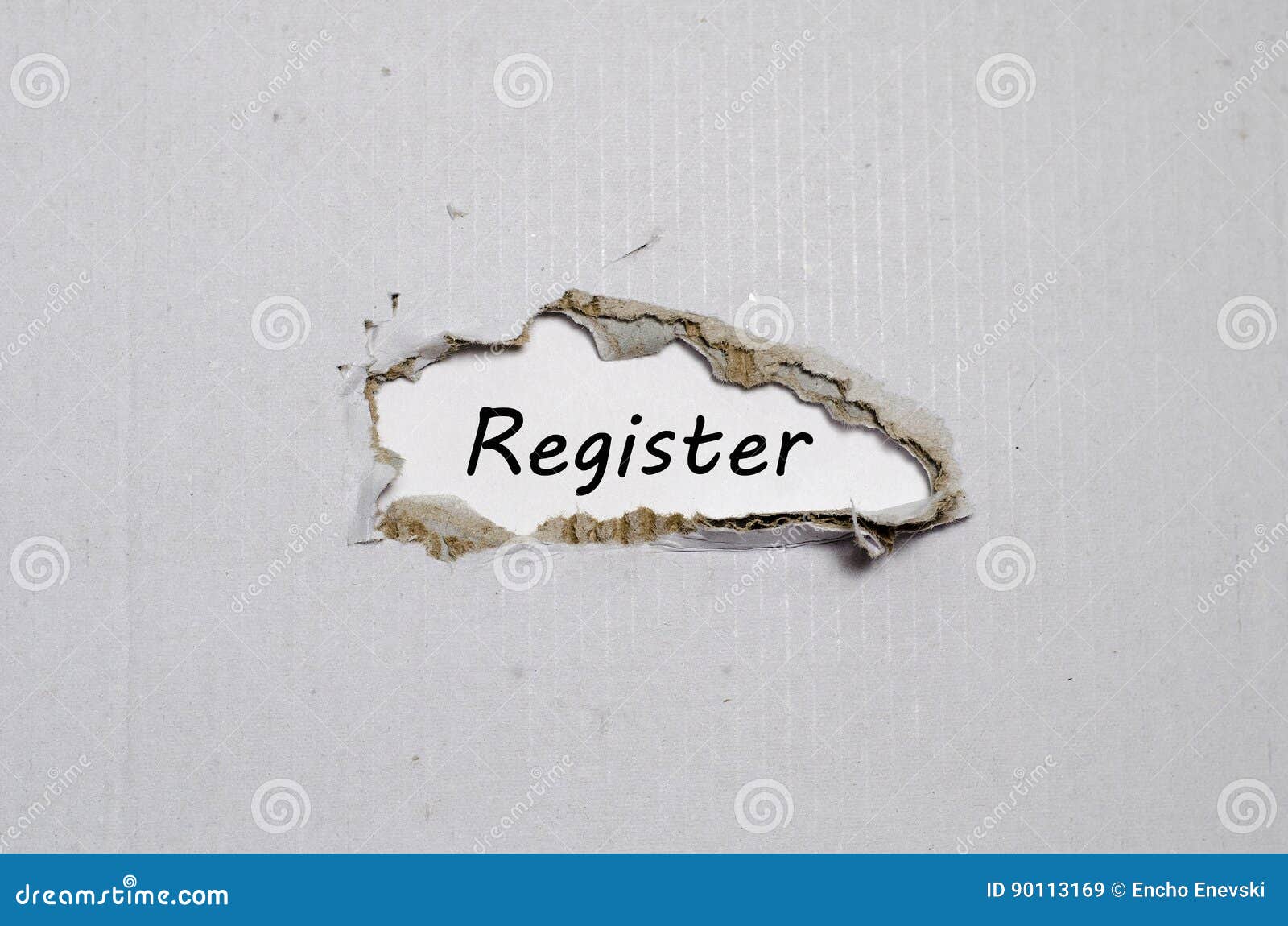 The Word Register Written On Wooden Cubes With A Push Button On Yellow ...