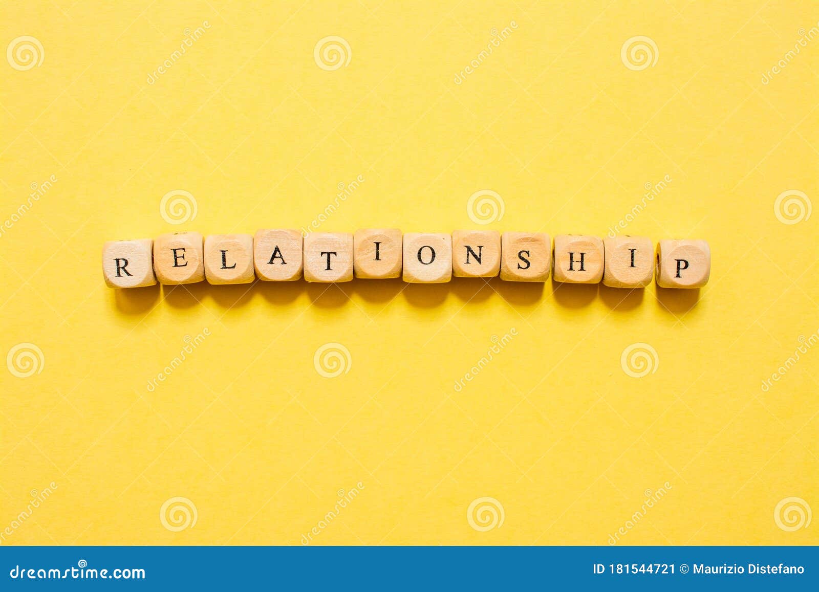The Word Relationship, Text Made with Dice on Yellow Background Stock ...
