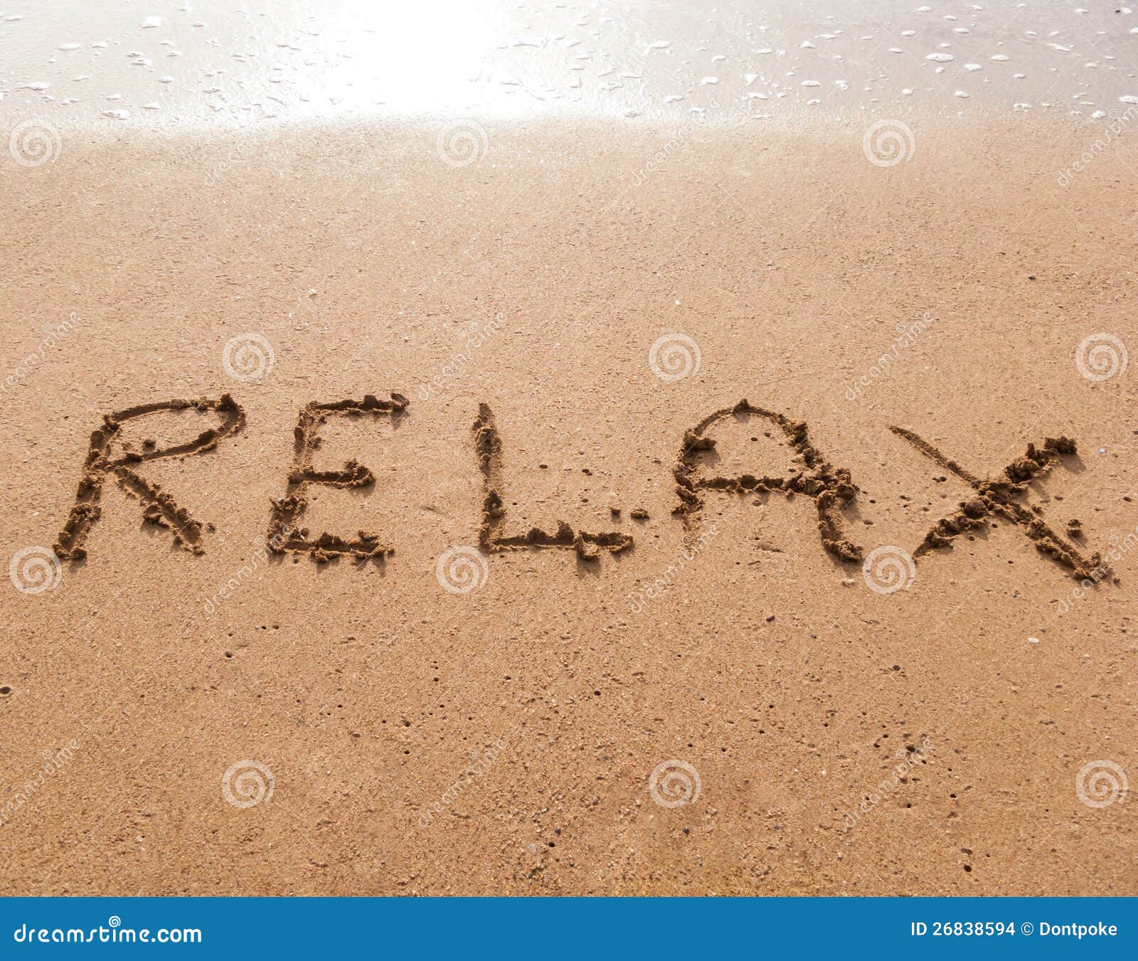 Word Relax on sand stock photo. Image of sign, abstract - 26838594