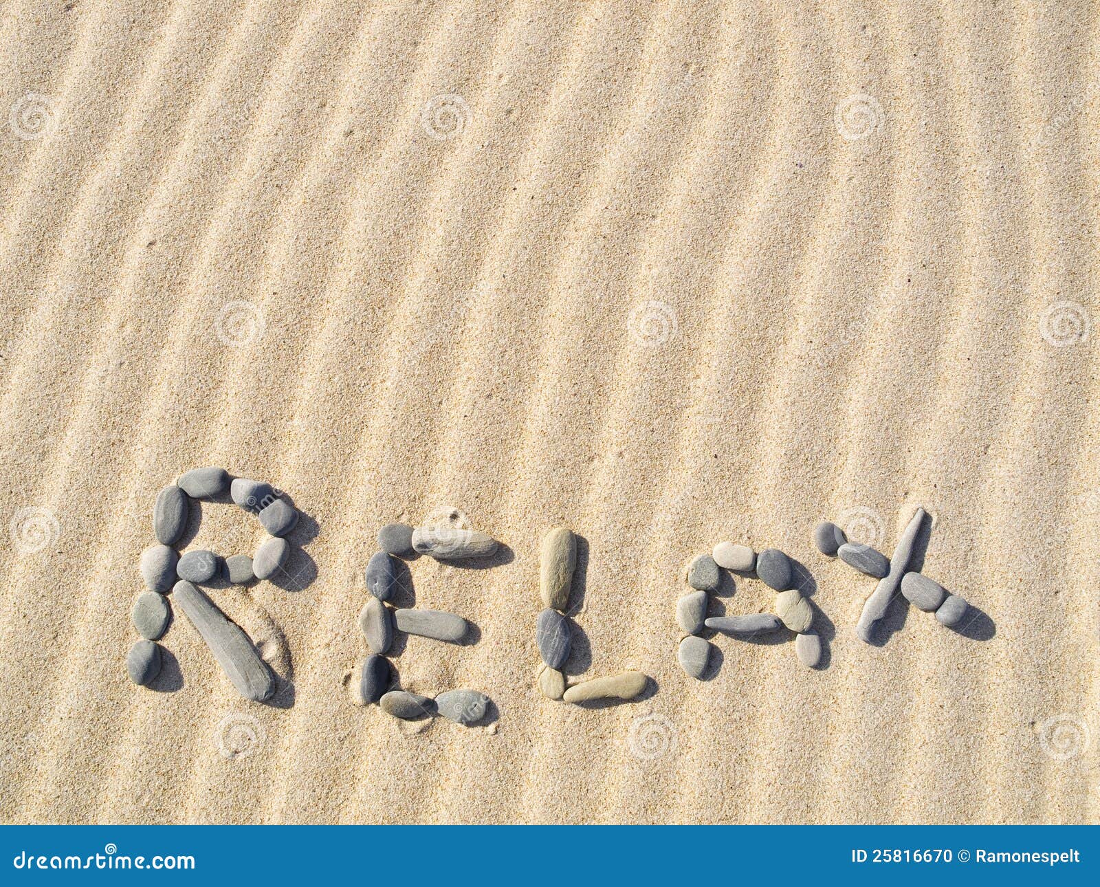 Word relax written in sand stock photo. Image of sand - 25816670