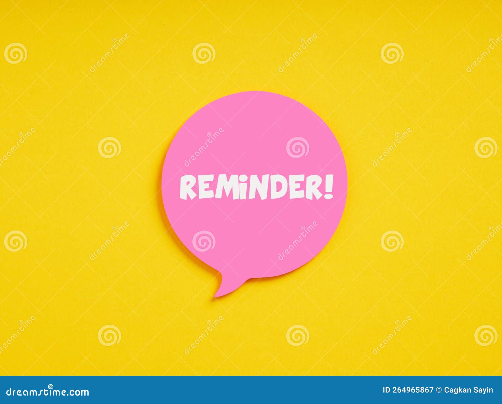 The Word Reminder on Pink Speech Bubble on Yellow Background. Important ...