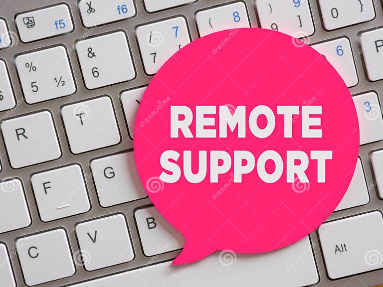 The Word Remote Support on Speech Bubble Over Computer Keyboard Stock Image - Image of technical ...