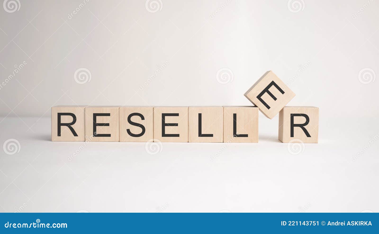 The Word Reseller is Written on Wooden Cubes on a Light Background ... The Word Reseller is Written on Wooden Cubes on a Light Background ...
