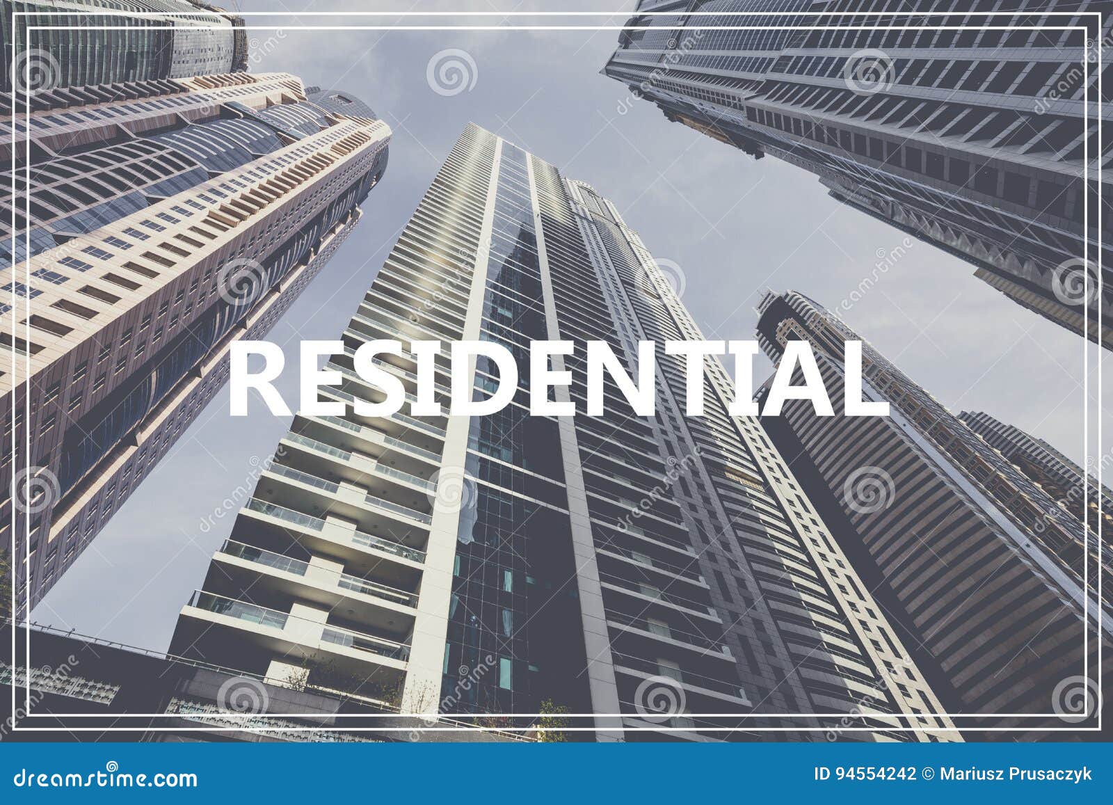Word Residential Over Modern Building. Stock Photo - Image of east ...