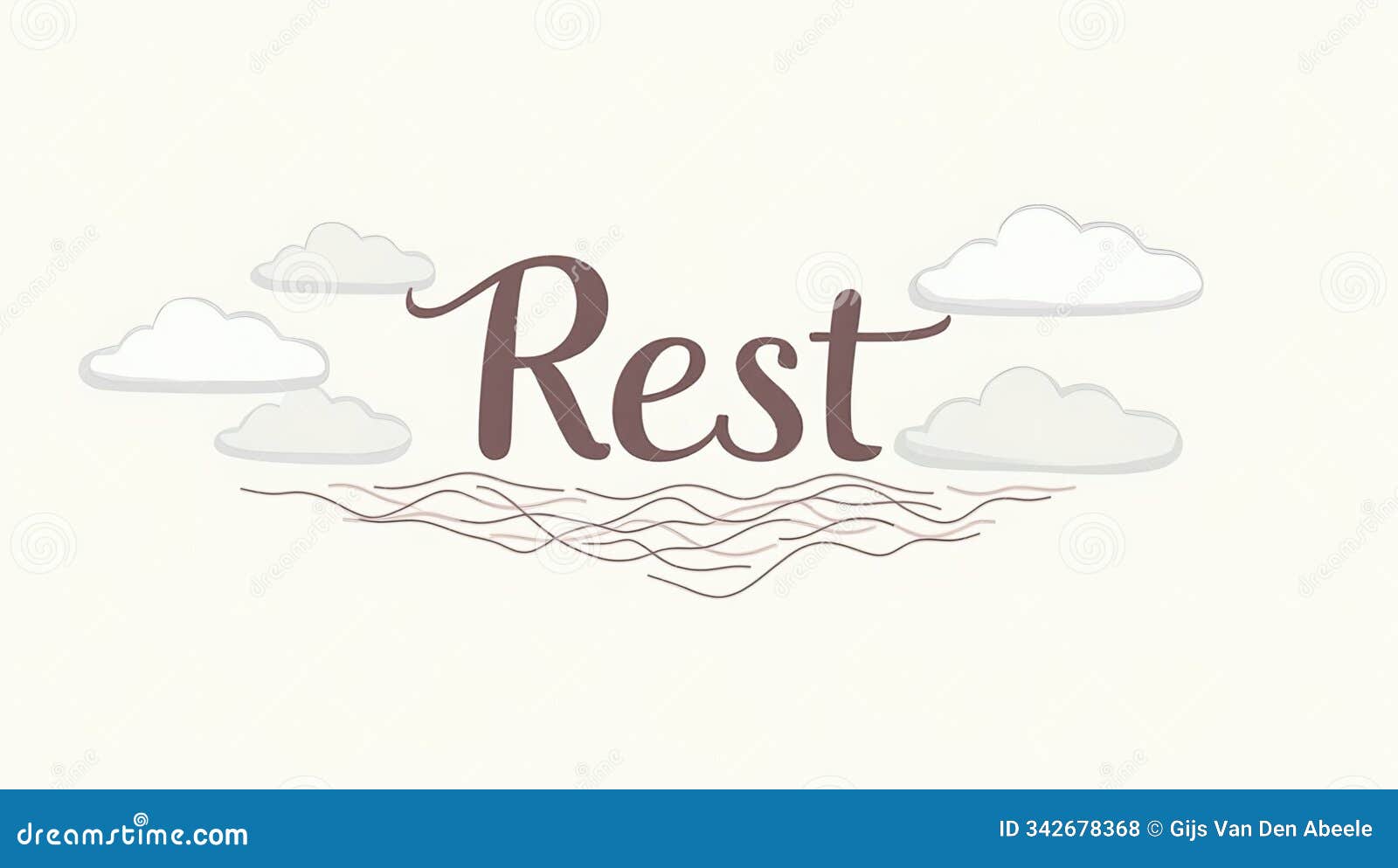 Word Rest in Soft Font with Waves and Clouds Stock Illustration ...
