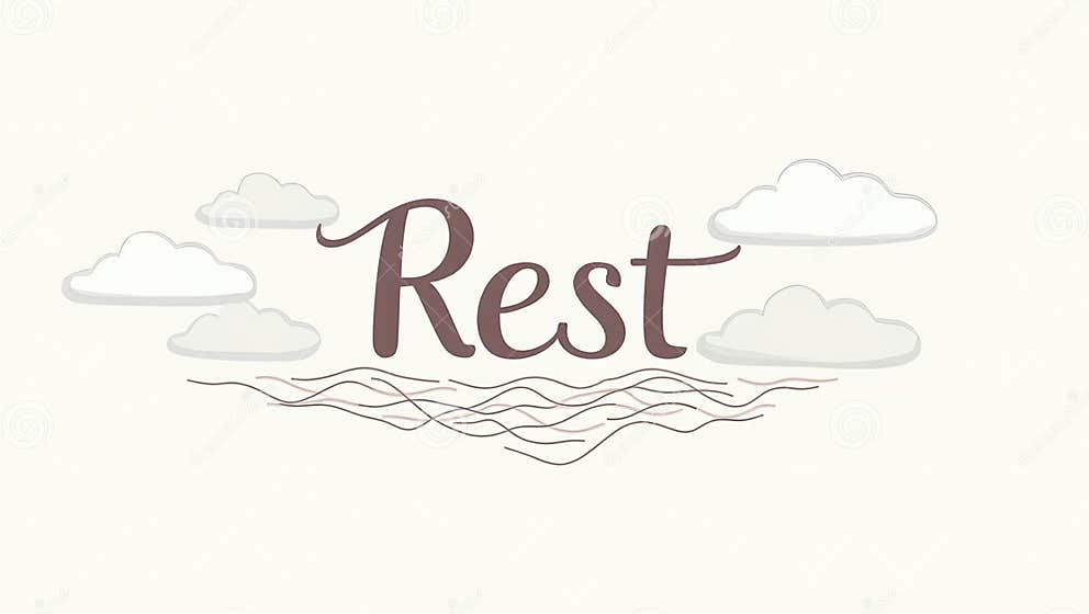 Word Rest in Soft Font with Waves and Clouds Stock Illustration ...