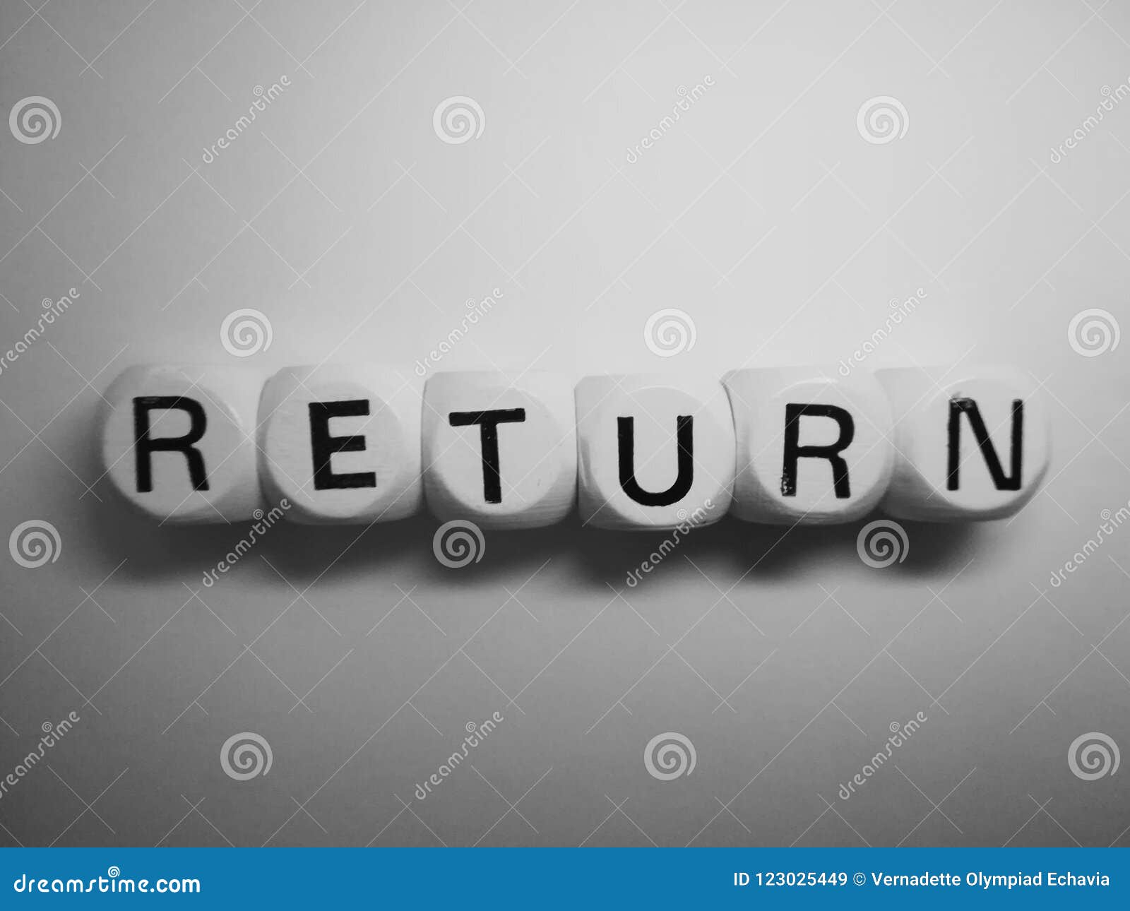 Word Return Spelled on Dice Stock Image - Image of spelling, shadow ...