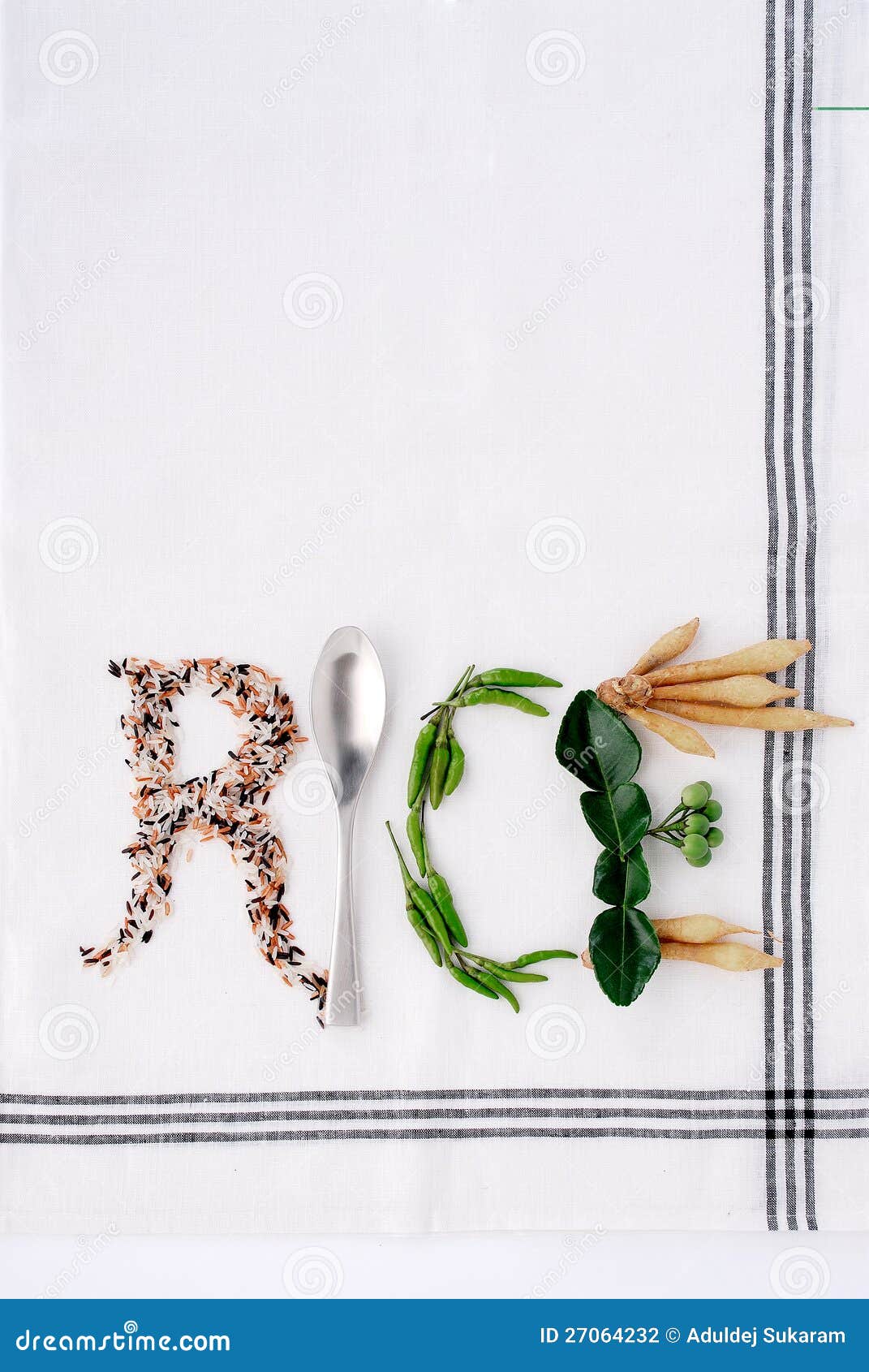 The Word Rice Written in Rice Stock Photo - Image of healthy, clear ...