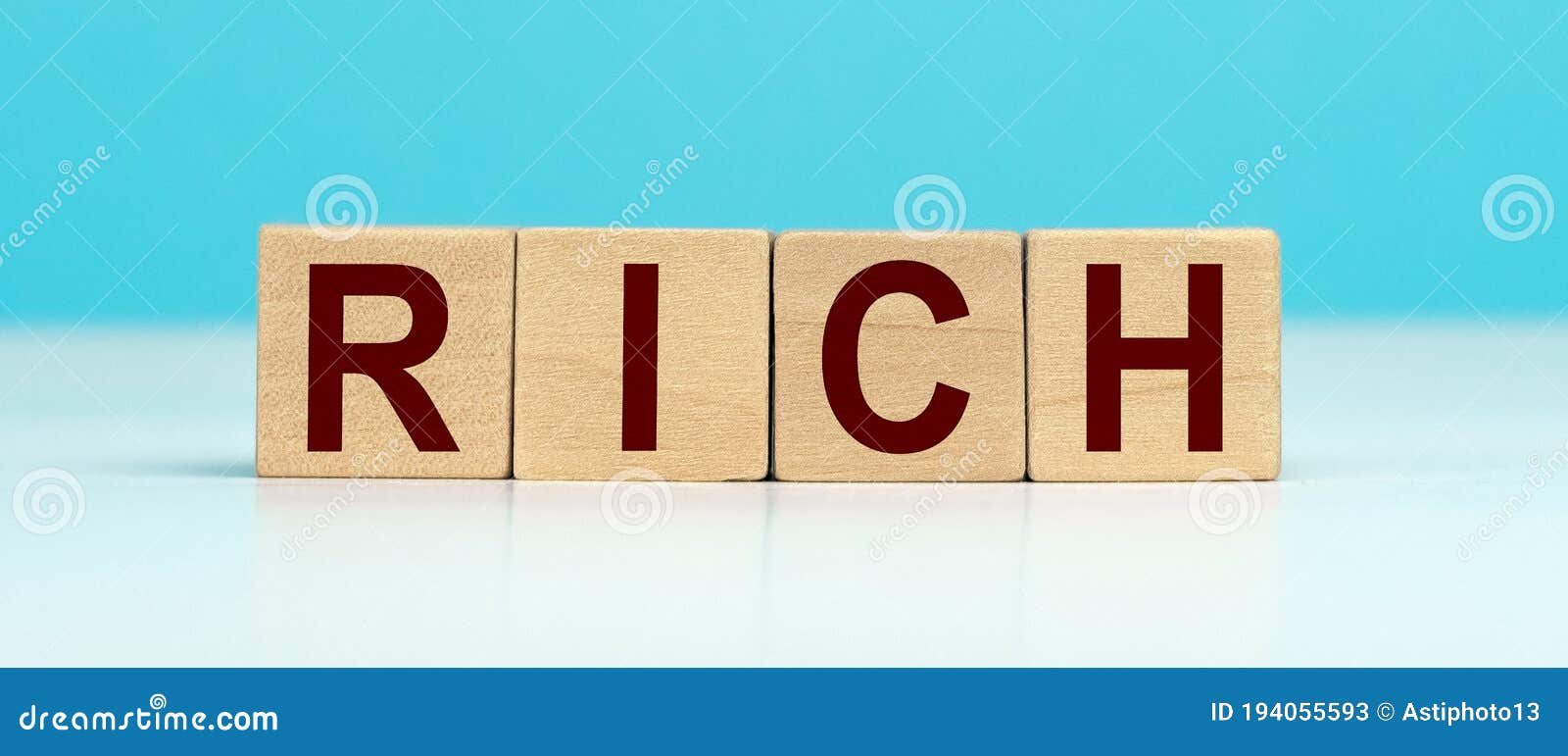 Word RICH Made with Cube Wooden Block Stock Image - Image of change ...