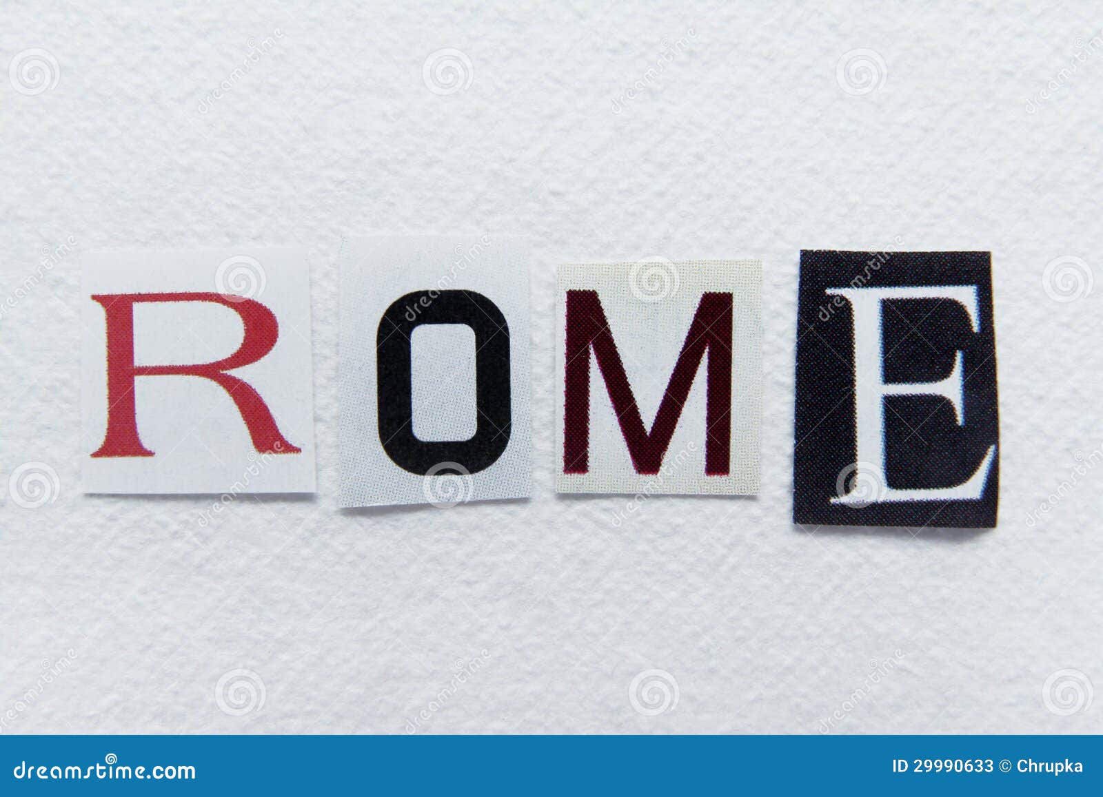 Word Rome Cut from Newspaper on Handmade Paper Stock Image - Image of ...
