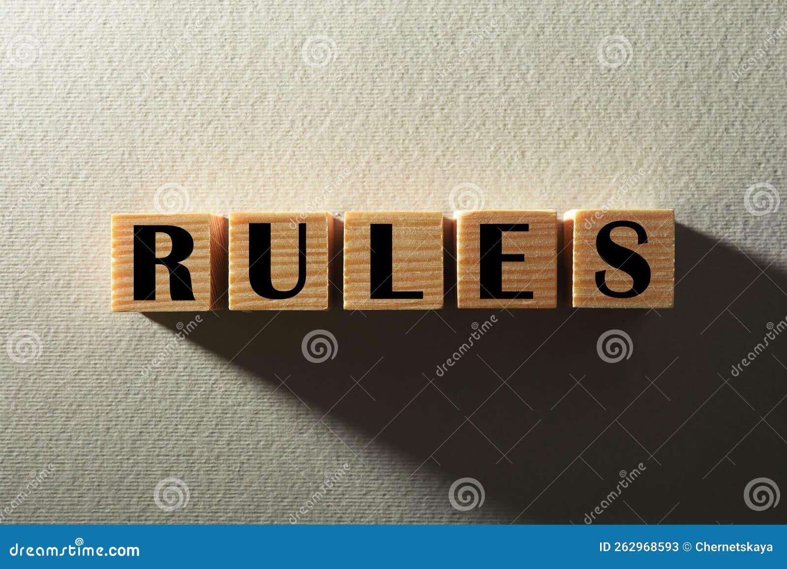 Word Rules Made of Wooden Cubes with Letters on White Background, Top ...