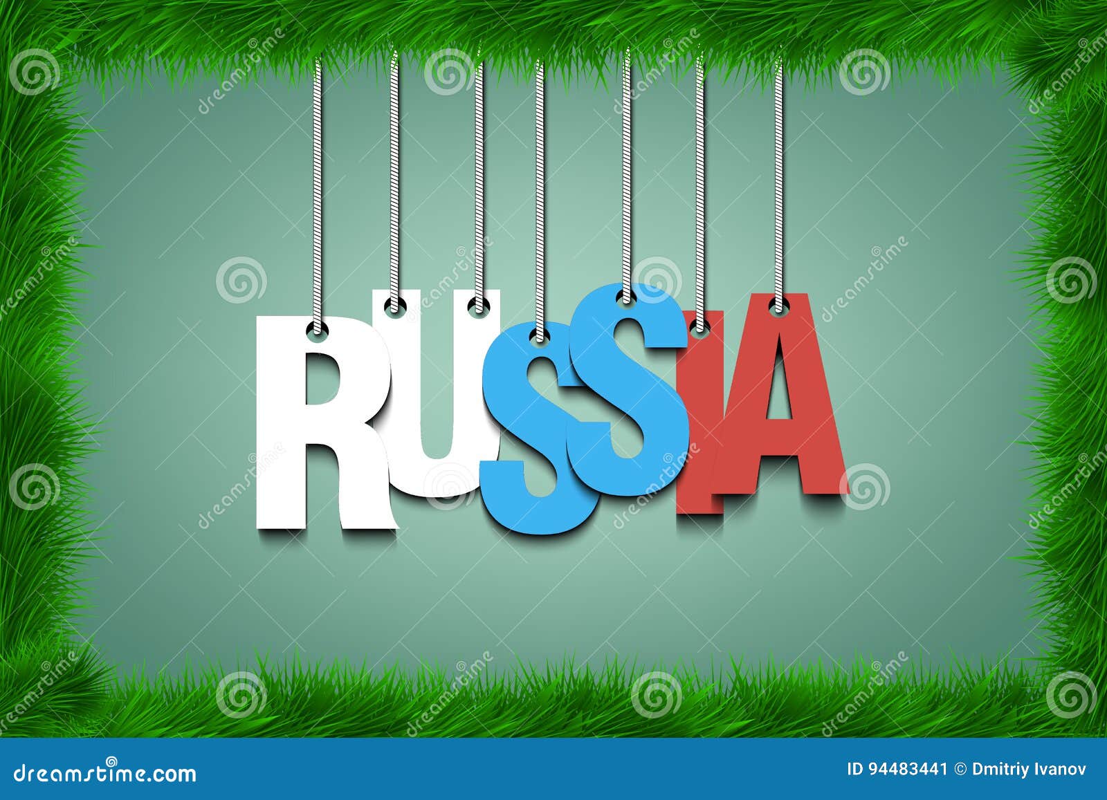 The Word Russia Hang on the Ropes in Frame of Grass Stock Vector ...