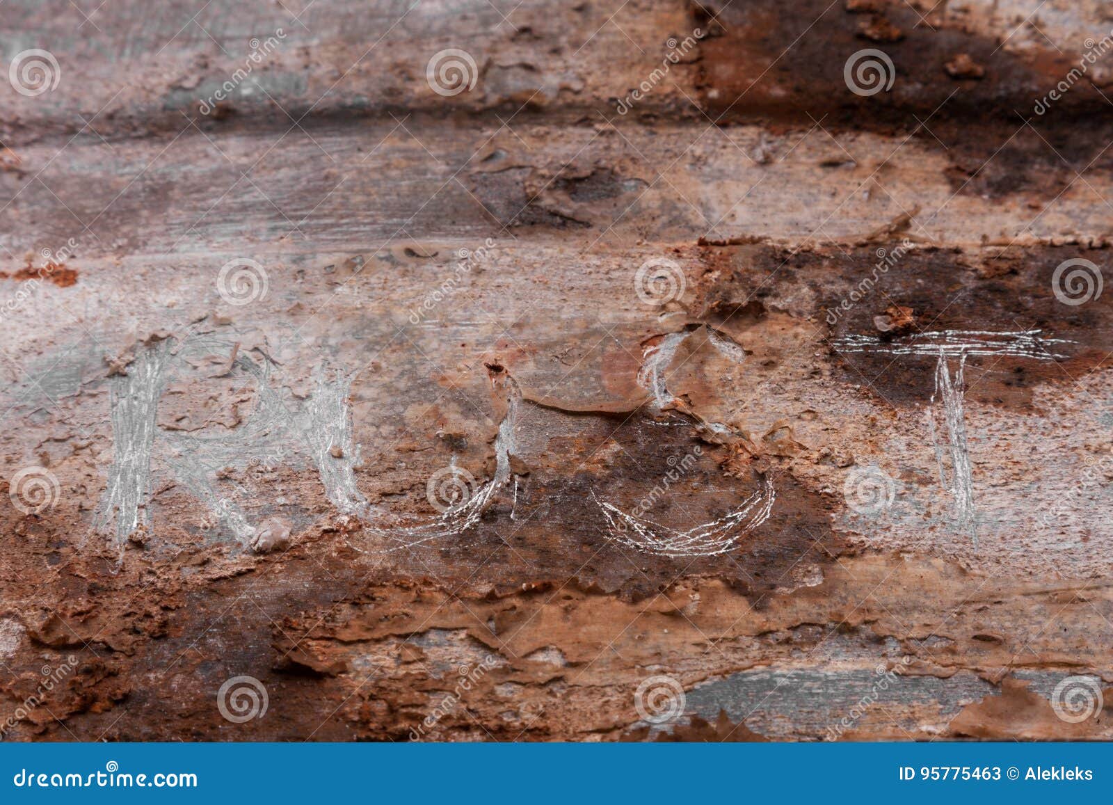 Word Rust is Scratched on the Rusty Iron. Stock Image - Image of ...