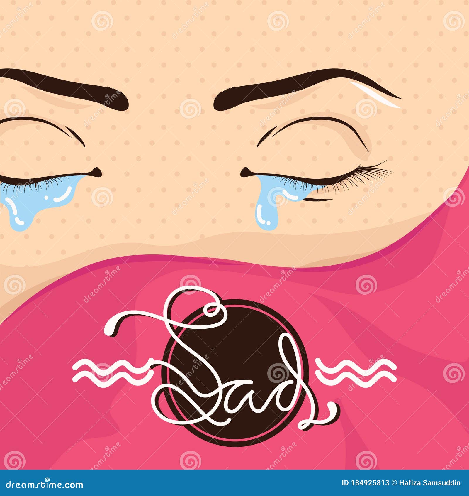 A Word Sad with Woman Crying Illustration. Stock Illustration ...