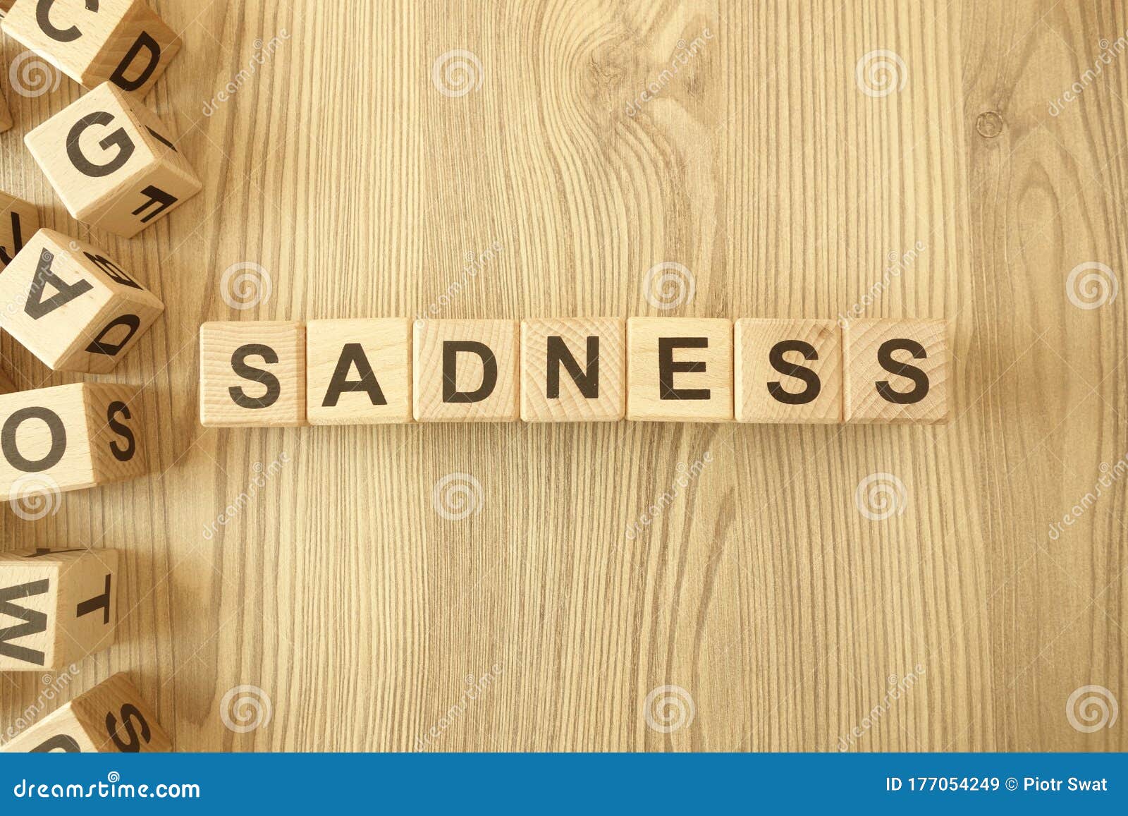 Word Sadness from Wooden Blocks Stock Image - Image of heartache ...