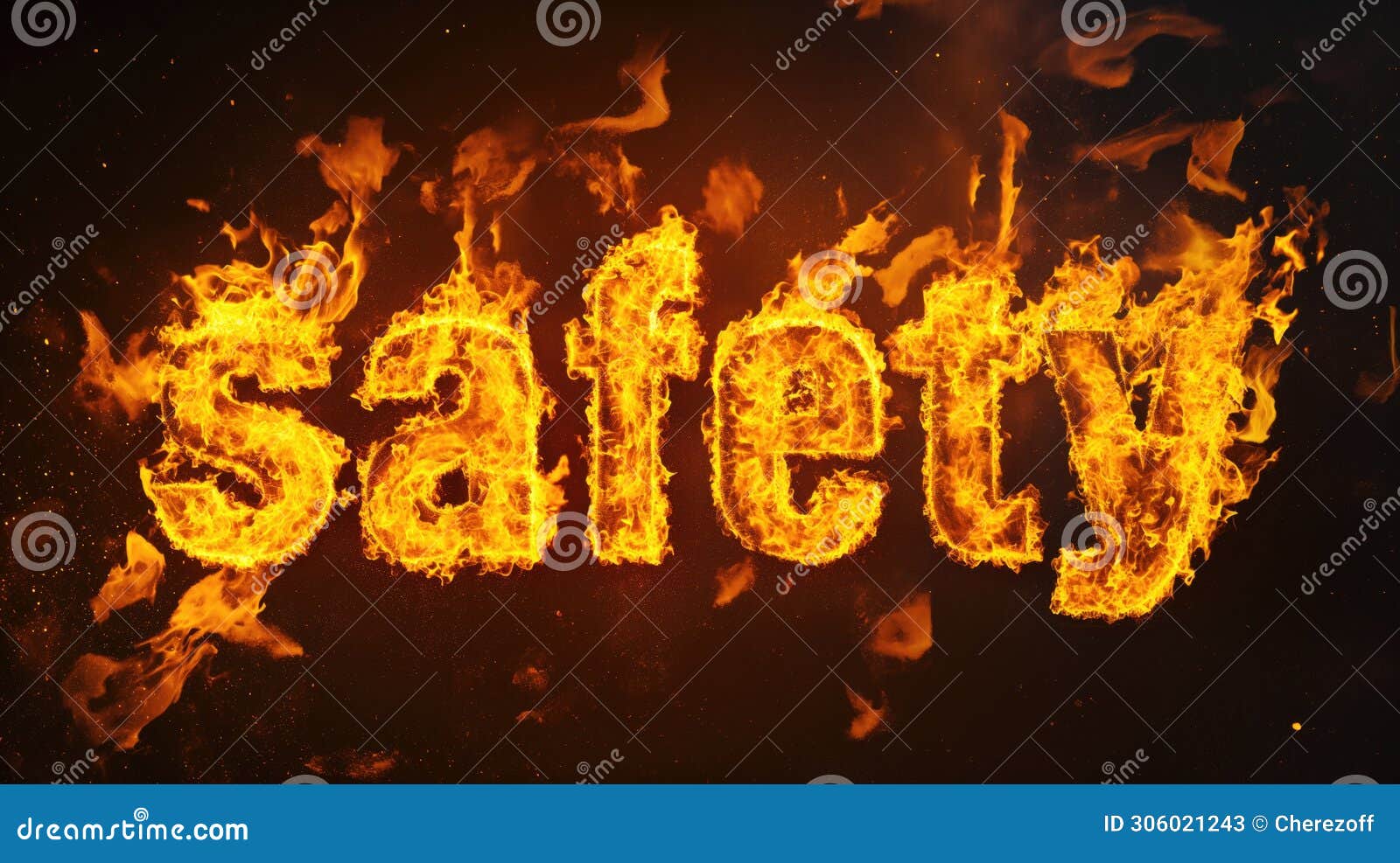 The Word Safety on Fire stock image. Image of extinguisher - 306021243