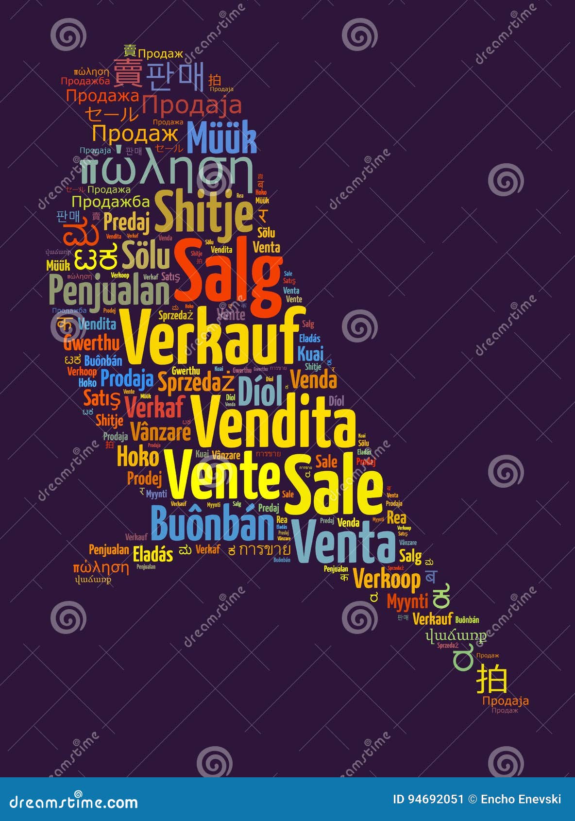 Word Sale in Different Languages Stock Illustration - Illustration of ...