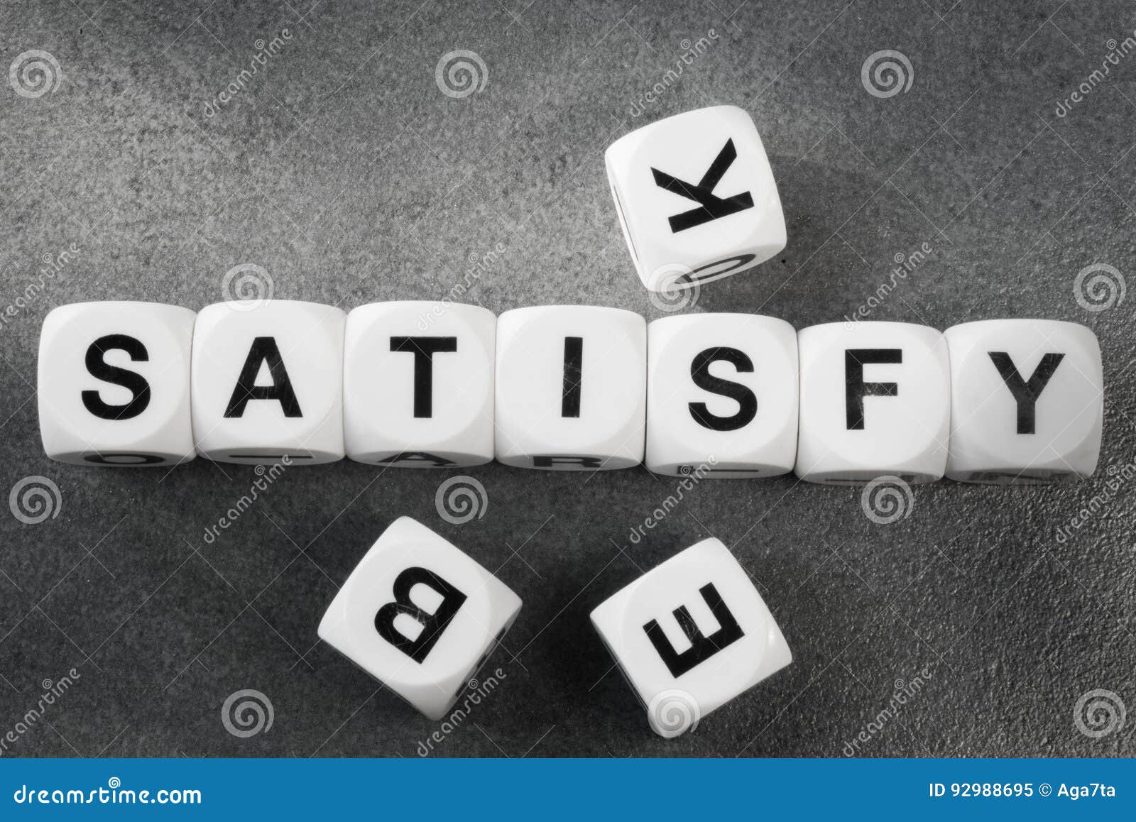Word satisfy on toy cubes stock image. Image of idea - 92988695