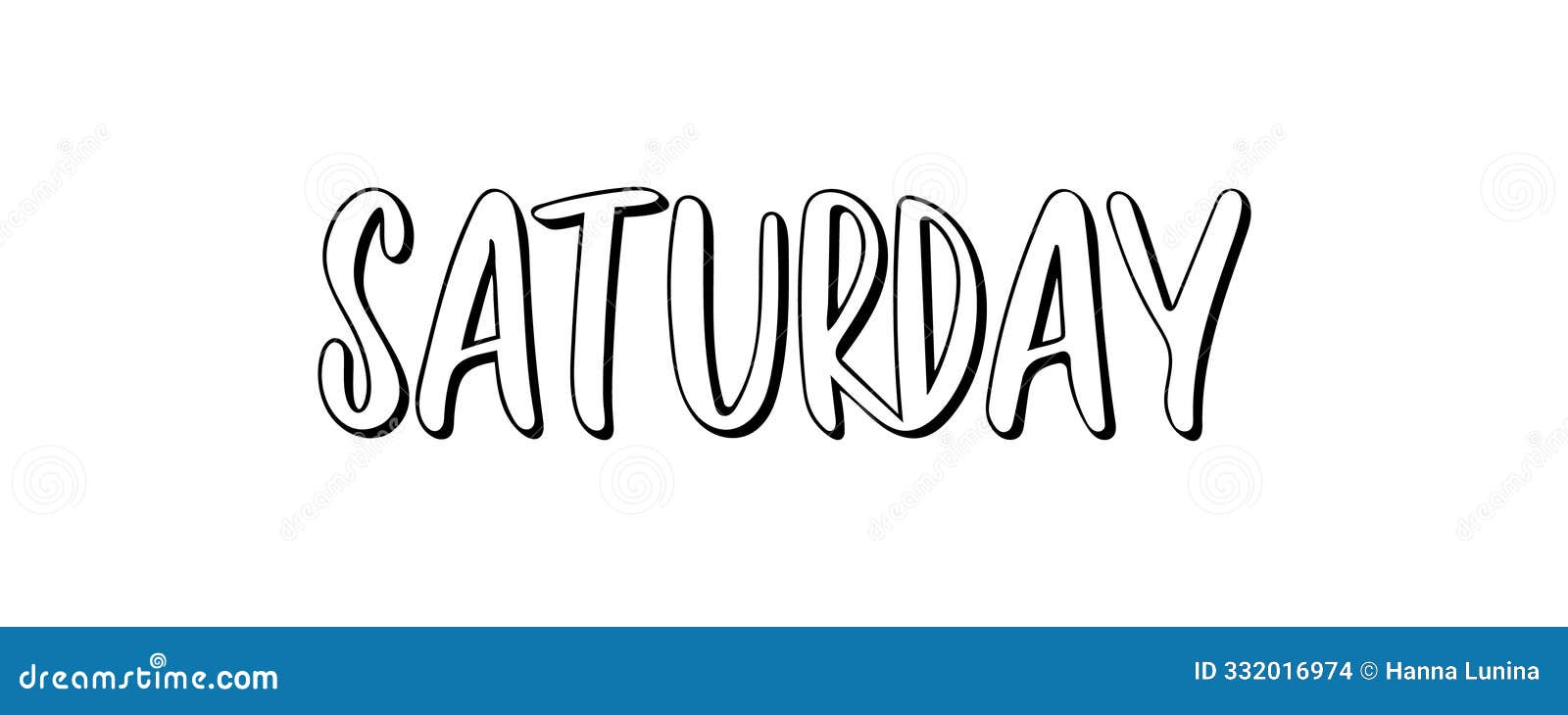 The Word Saturday in One Line. Calligraphic Text. Vector Illustration ...
