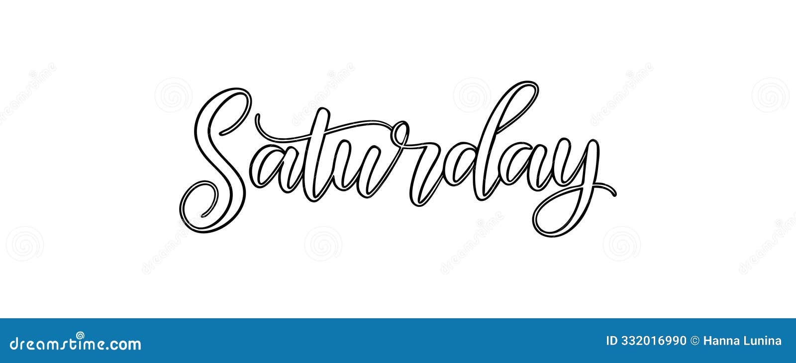 The Word Saturday in One Line. Calligraphic Text. Vector Illustration ...