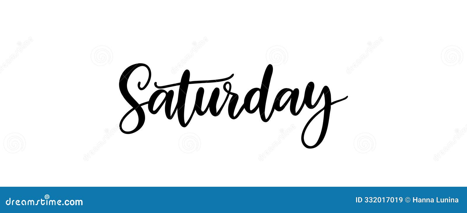 The Word Saturday in One Line. Calligraphic Text. Vector Illustration ...