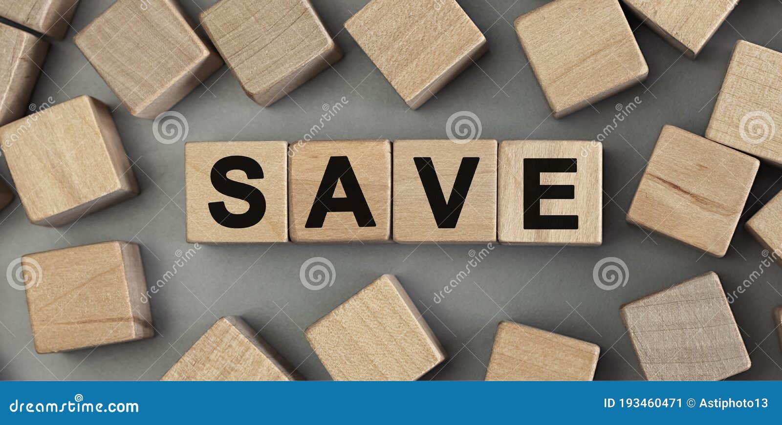 Word SAVE Made with Wood Building Blocks. Top View Stock Image - Image ...