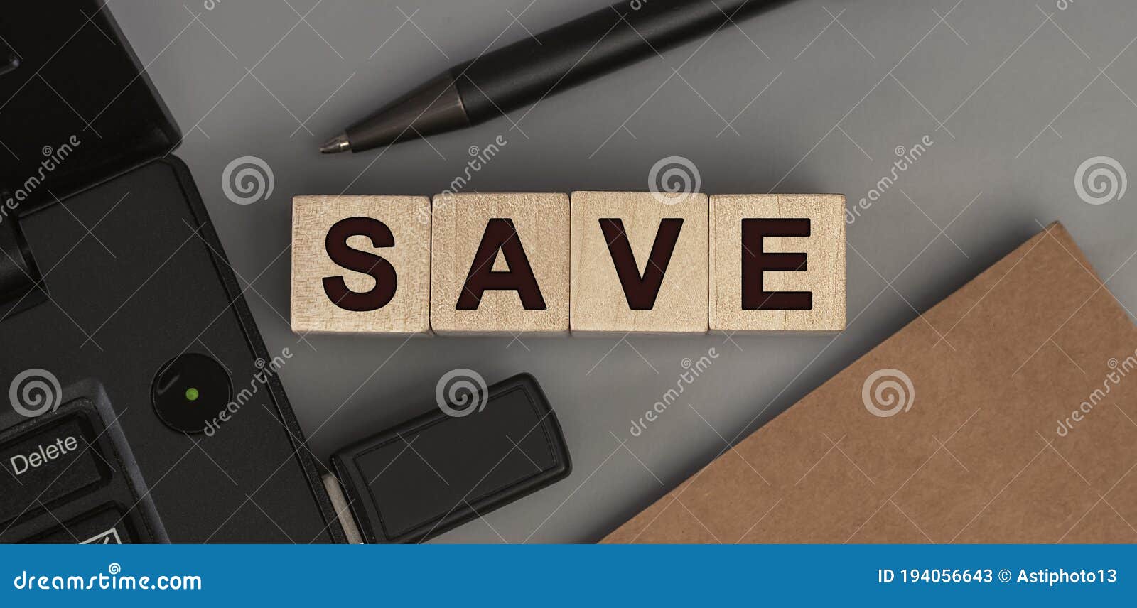Word SAVE Made with Wood Building Blocks. Top View Stock Image - Image ...