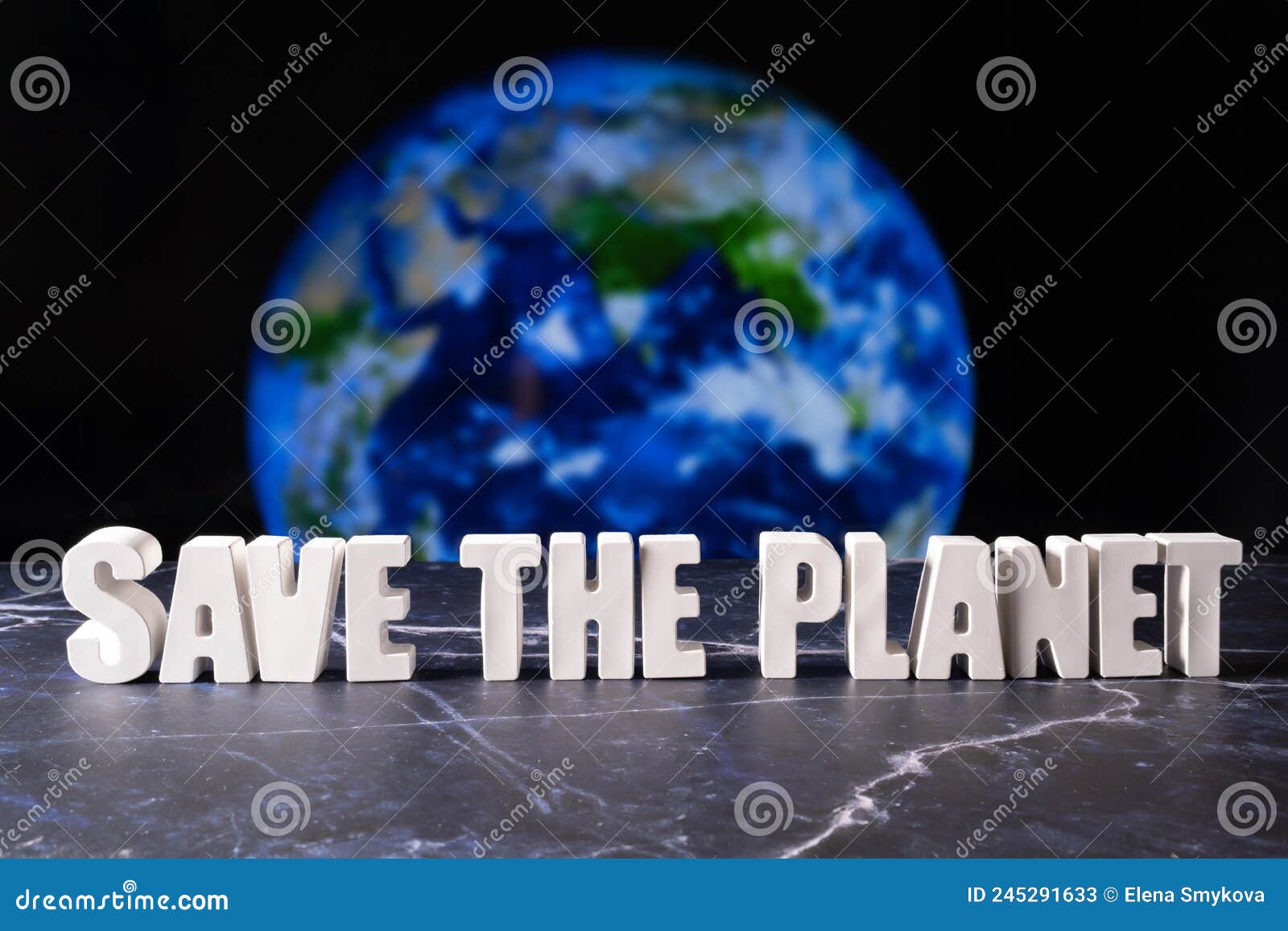 Word Save the Planet Made from White Concrete Letters Against the ...