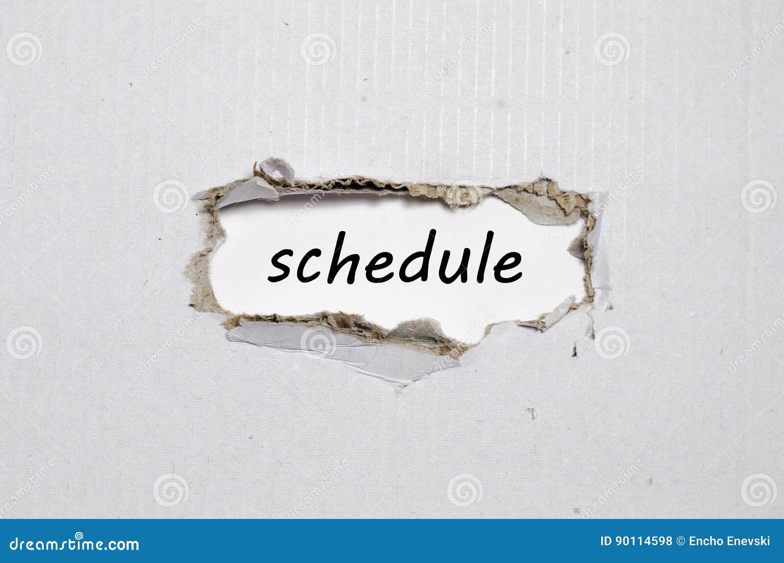 The Word Schedule Appearing Behind Torn Paper Stock Photo - Image of ...