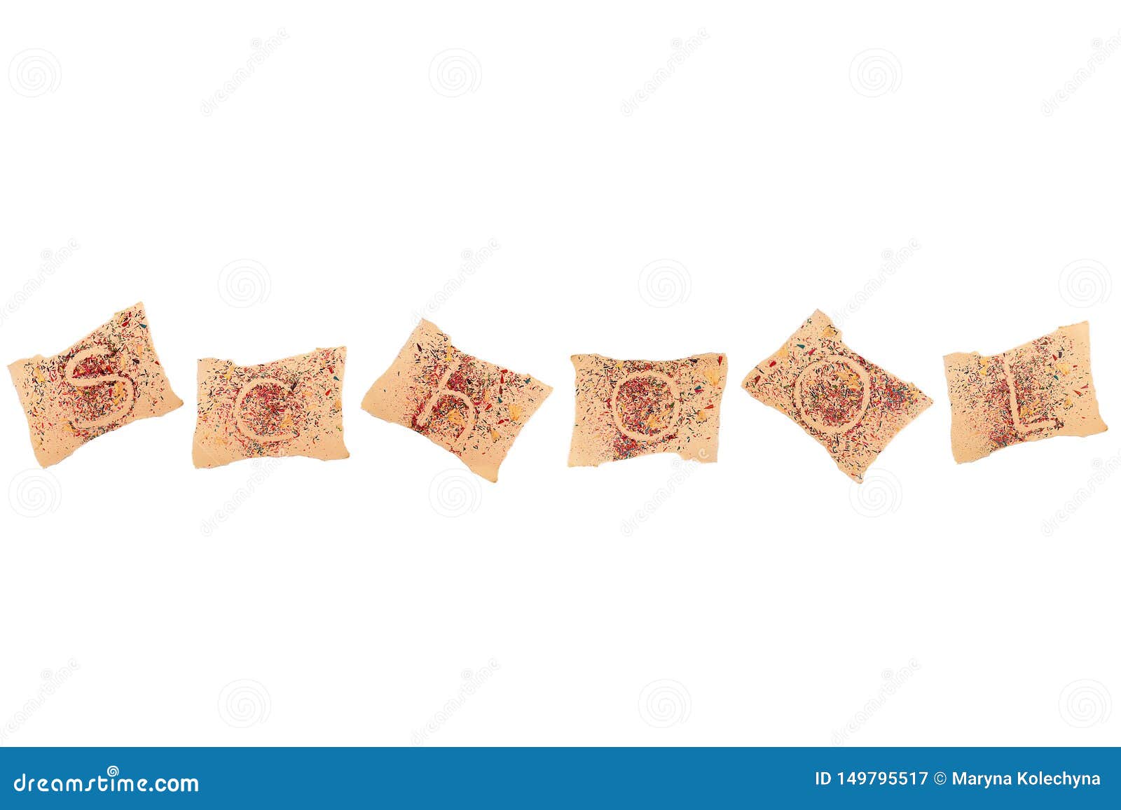 Word SCHOOL on Detached Pieces of Paper on White Background Stock Image ...