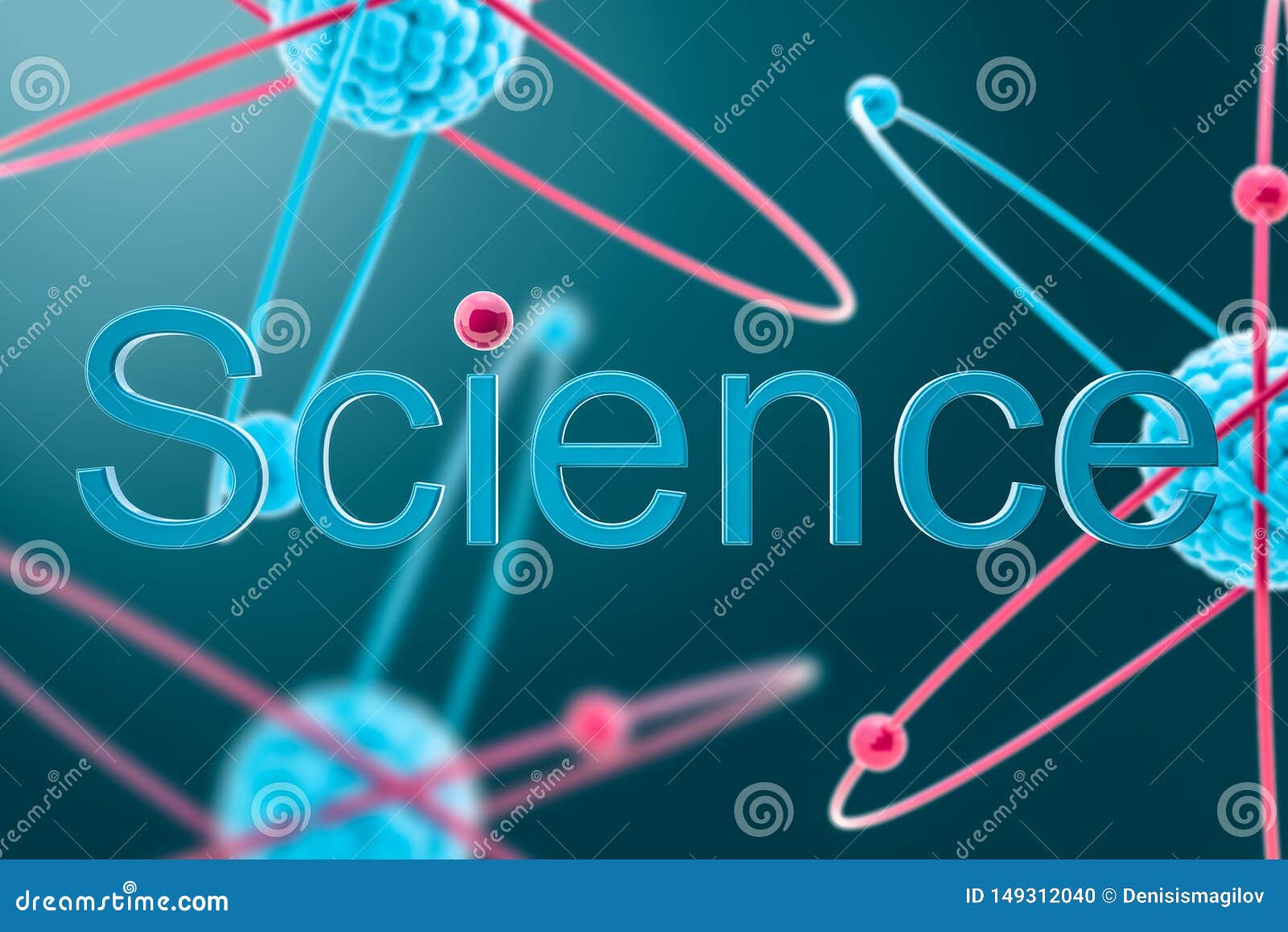 Word Science and Blue and Pink Atom Models Stock Illustration ...