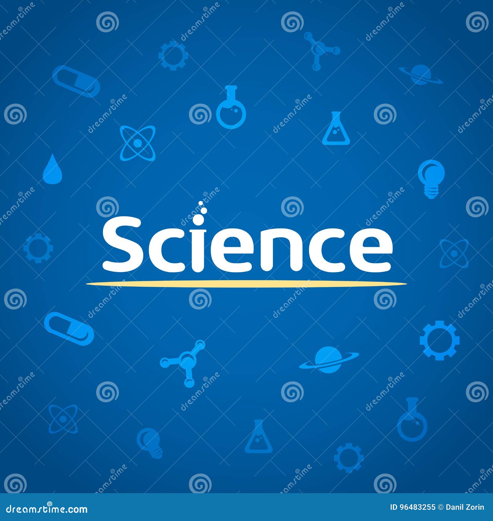 The Word Science on Dark Blue Background with Science Icons. Stock ...