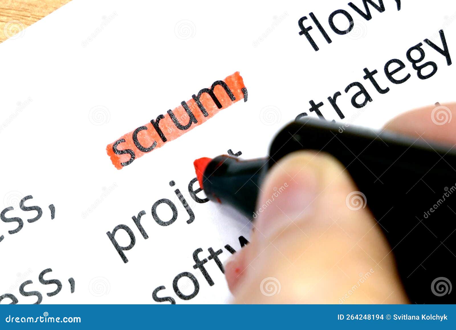 Word Scrum Underlnines among Other Words Printed on White Paper ...